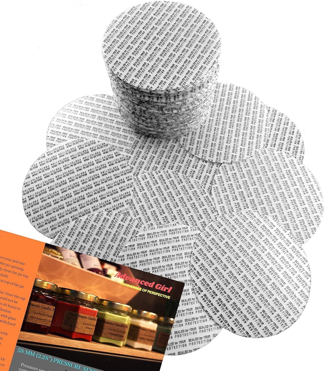 58mm (2.28") torque activated pressure sensitive seals cap liners -made ...