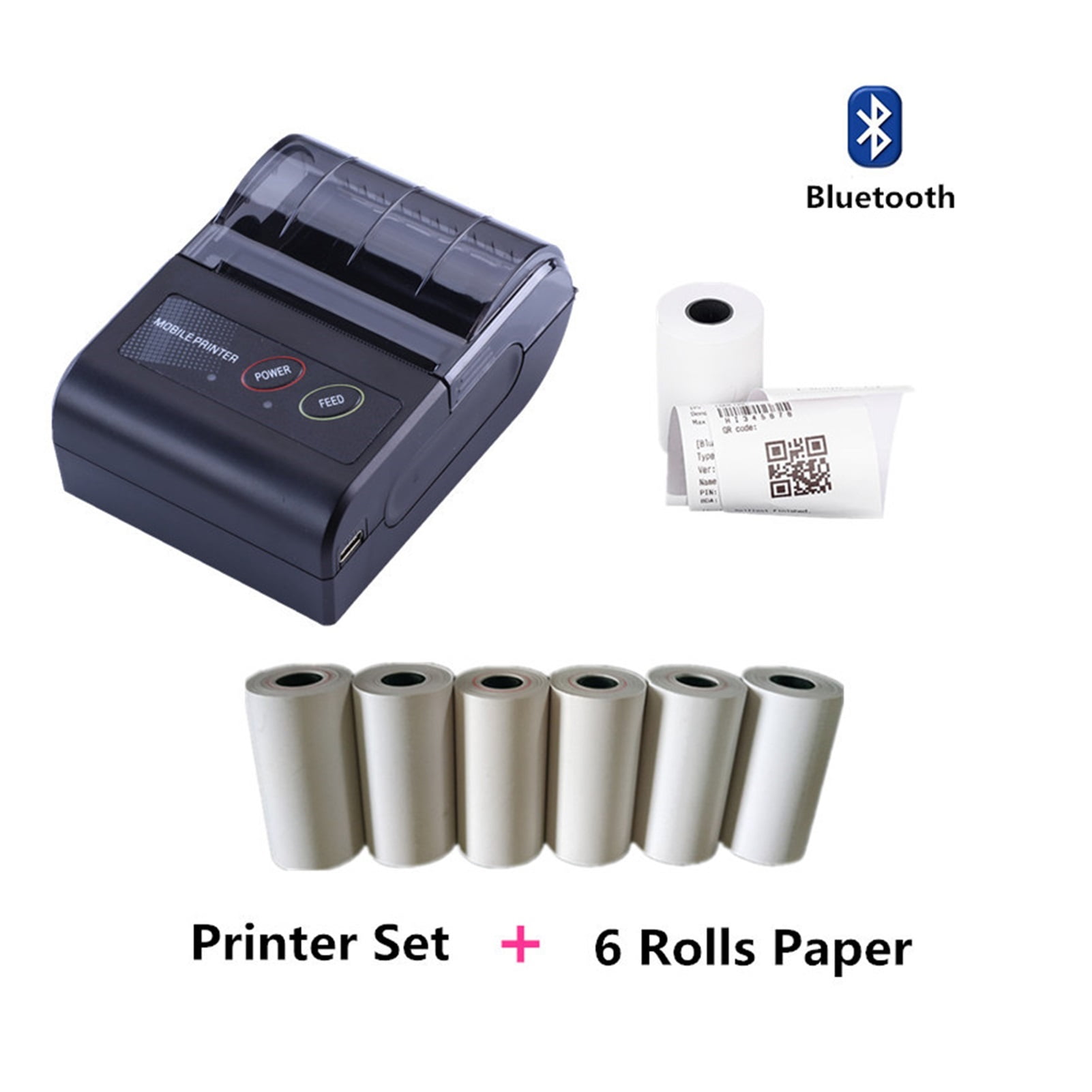 58mm Bluetooth Pocket Portable Thermal Receipt Printer Mini Wireless ...