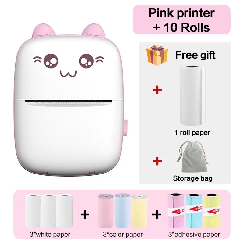 58mm Mini Portable Thermal Printer Cat Shapes Lightweight Wireless ...