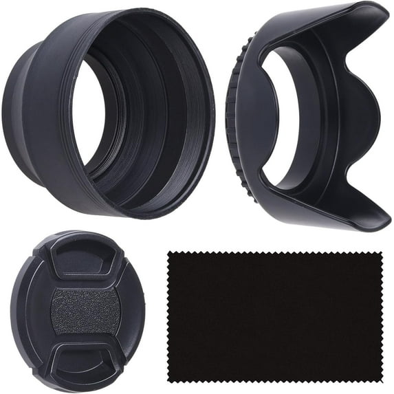 58mm Set of 2 Camera and 1 Lens Cap - Rubber (Collapsible) + Tulip ...
