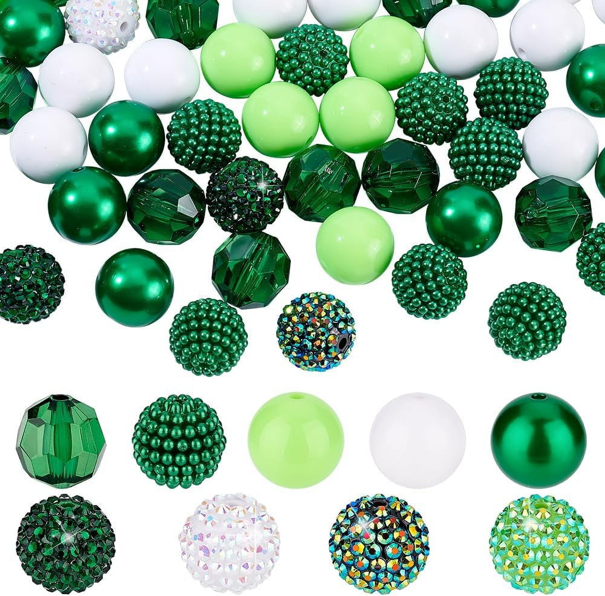 58pcs Green Bubblegum Beads 20mm Spring Chunk Beads Acrylic Focal Bead ...