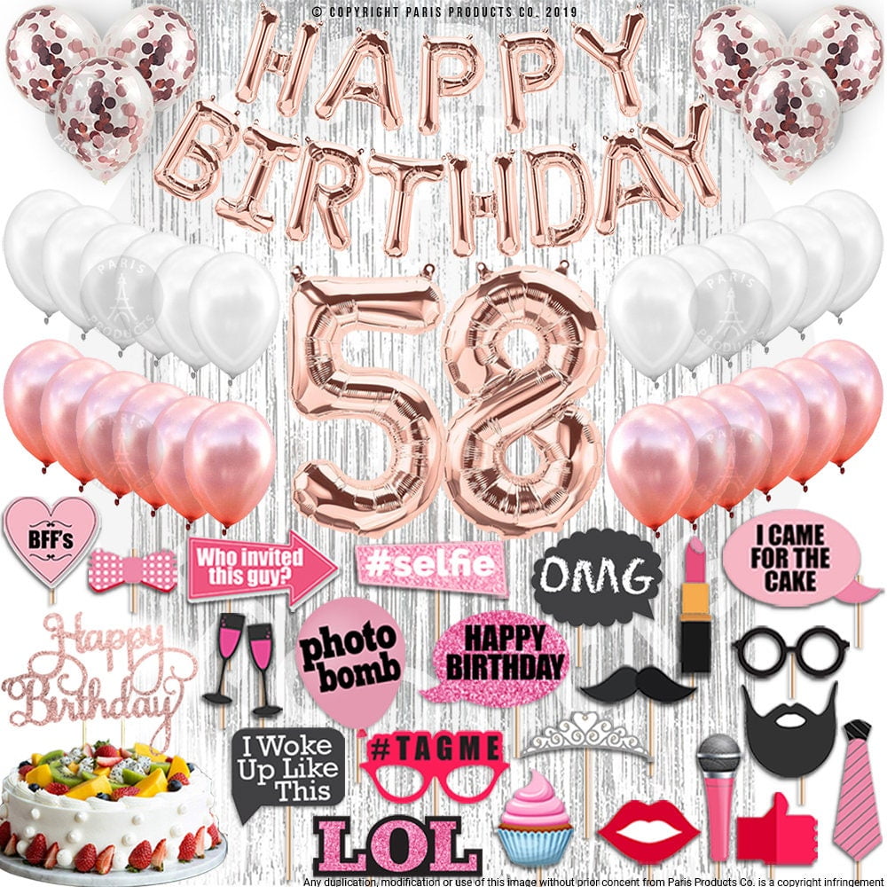 58th Birthday Decorations, 58th Birthday Party Supplies, Fifty Eighth ...