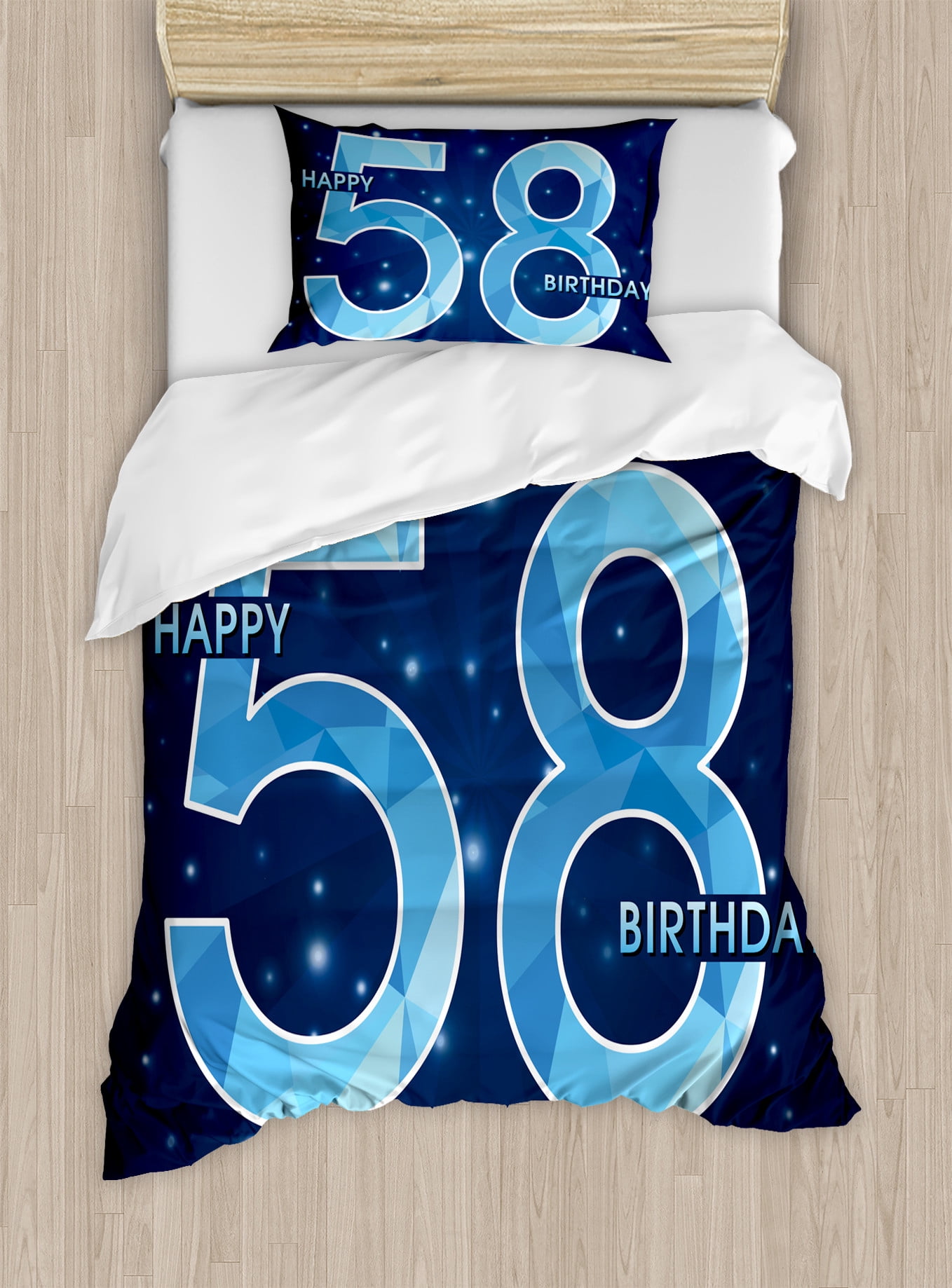 58th Birthday Duvet Cover Set, Number on Open Night Sky with Stars Age ...