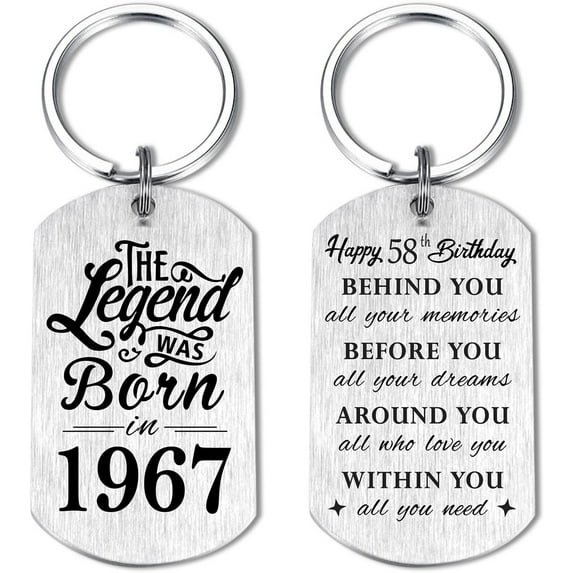 58th Birthday Gifts for Men 1967, Happy 58th Birthday Keychain, 58 Year ...