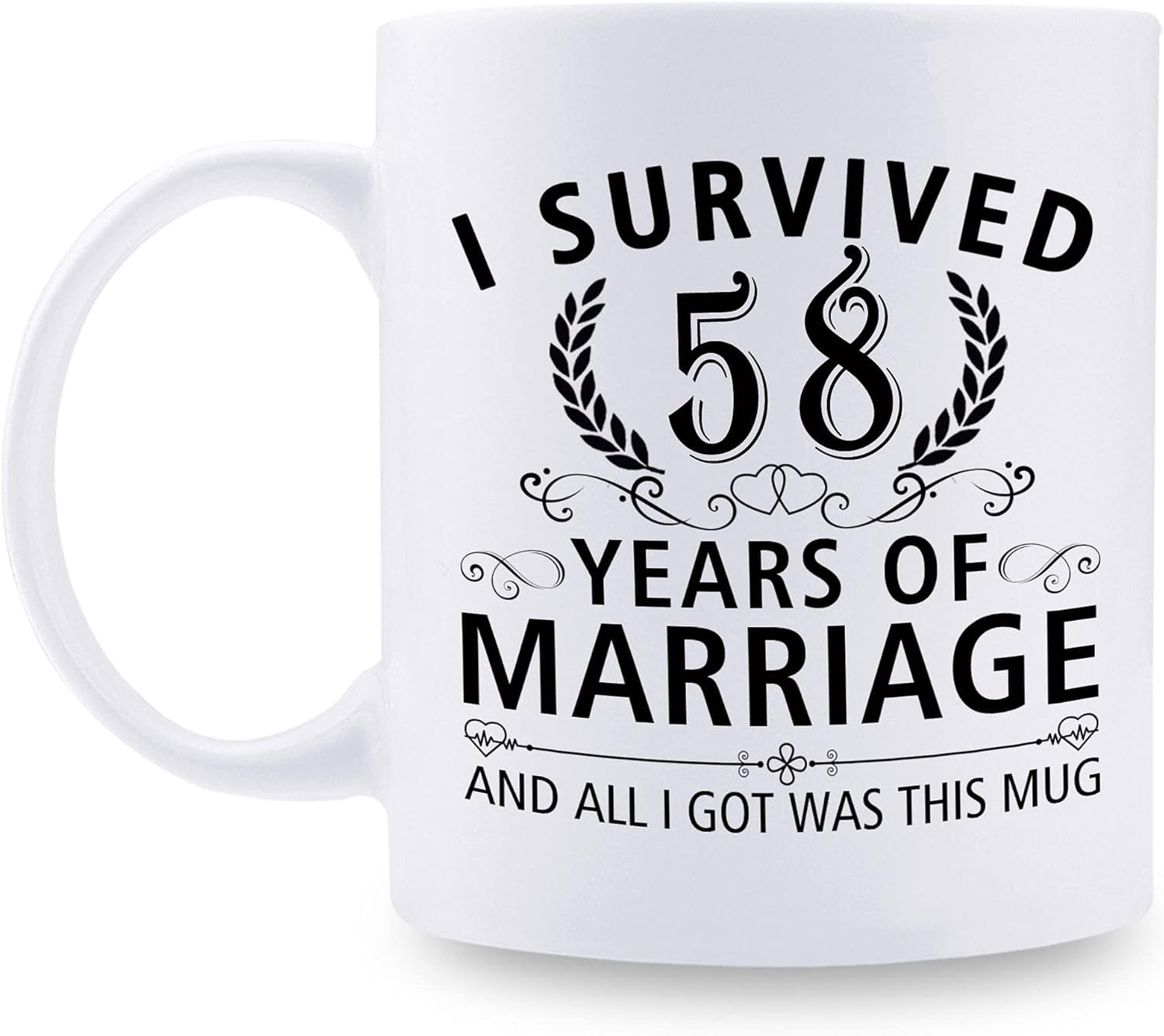 58th Wedding Anniversary Mugs for Couple Husband Wife - I Survived 58 ...