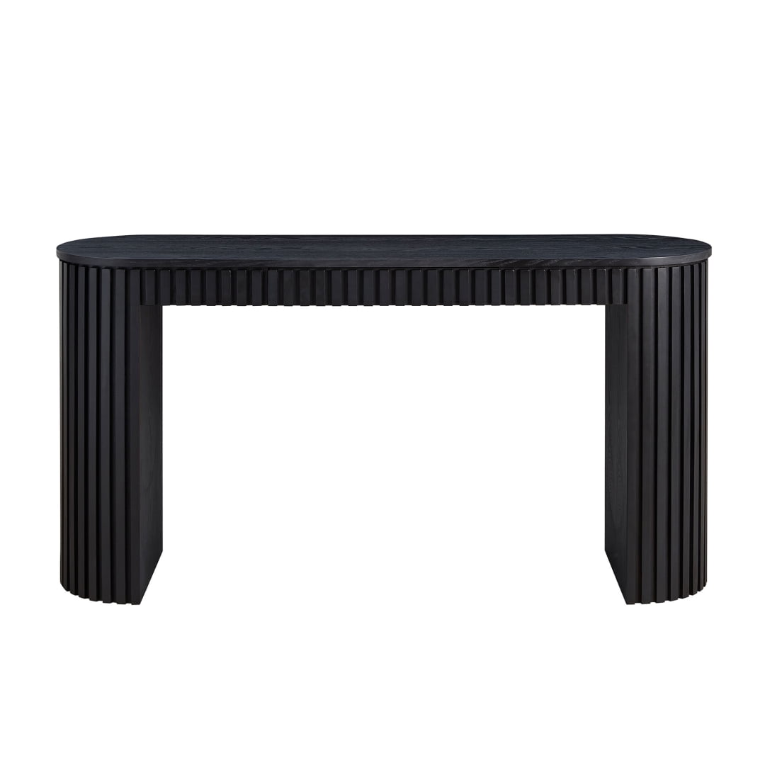 59.05-Inch Modern Curved Console Table with Drawer, Unique Vertical ...