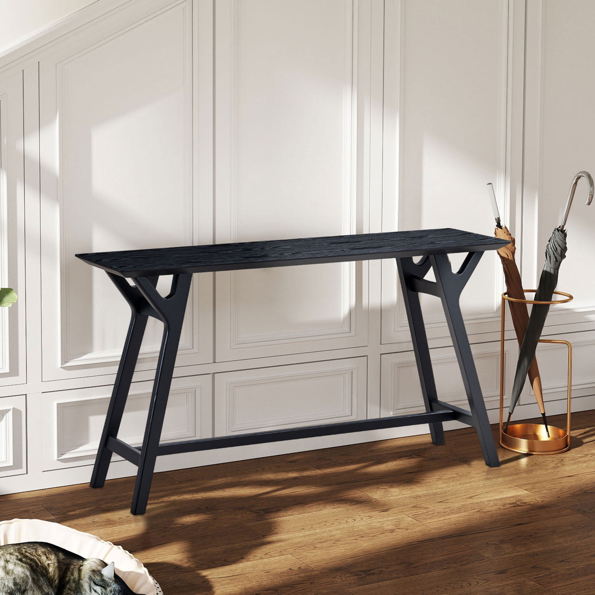 59.06" Console Table, Minimalist Entryway Table with Solid Wood Legs ...