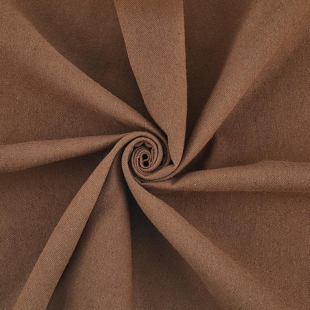 59.06 Inch Coffee Brown Needlework Fabric Natural Cotton Linen Cloth ...