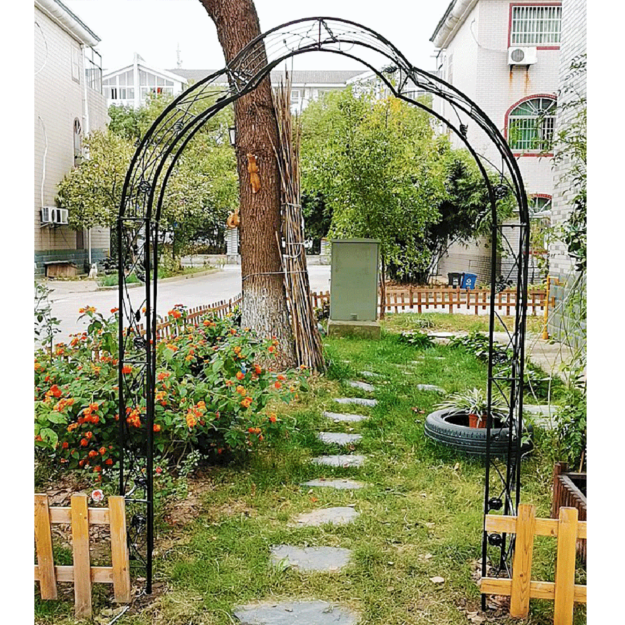 59.06"W X 83.86"H Garden Trellis, Outdoor Wedding Arbor, Metal Arch ...