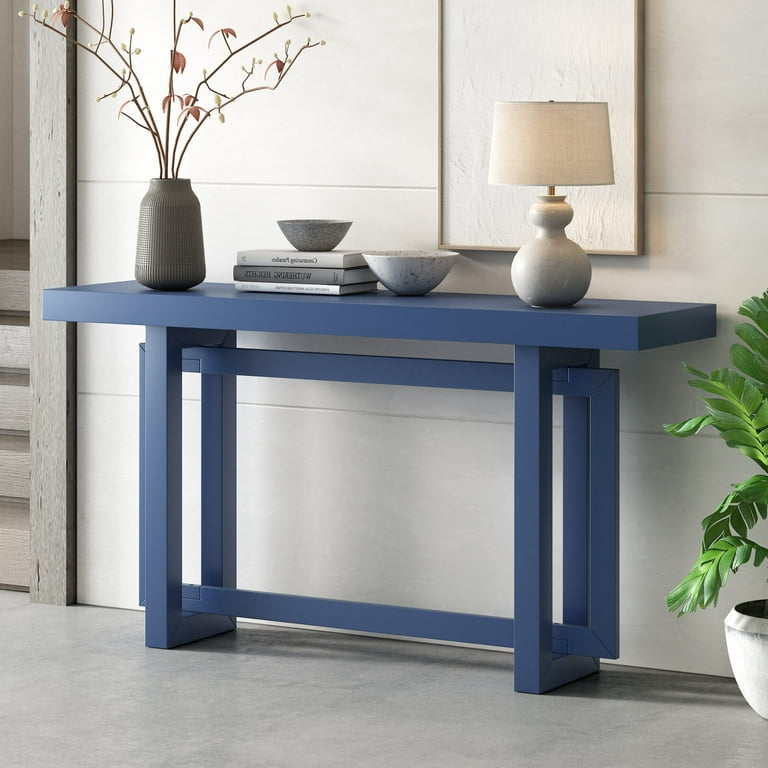 59.1 Inch Console Table with Concrete Wood Top Extra Long Entryway Table Modern Sofa Side Table for Hallway Living Room Foyer Corridor Easy to Assemble Navy Blue Walmart