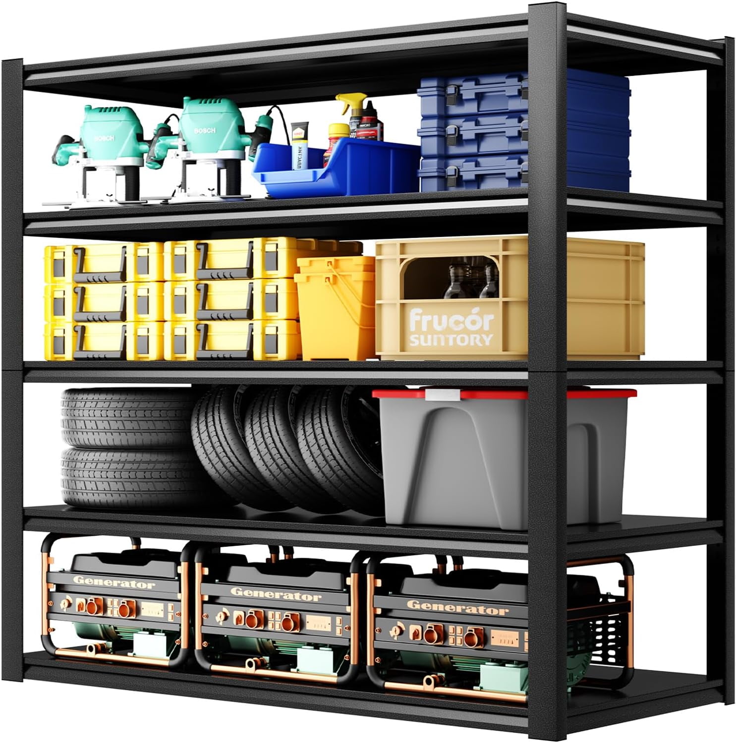 59.1" W Garage Shelves - 5 Tier Adjustable Heavy Duty Metal Utility ...