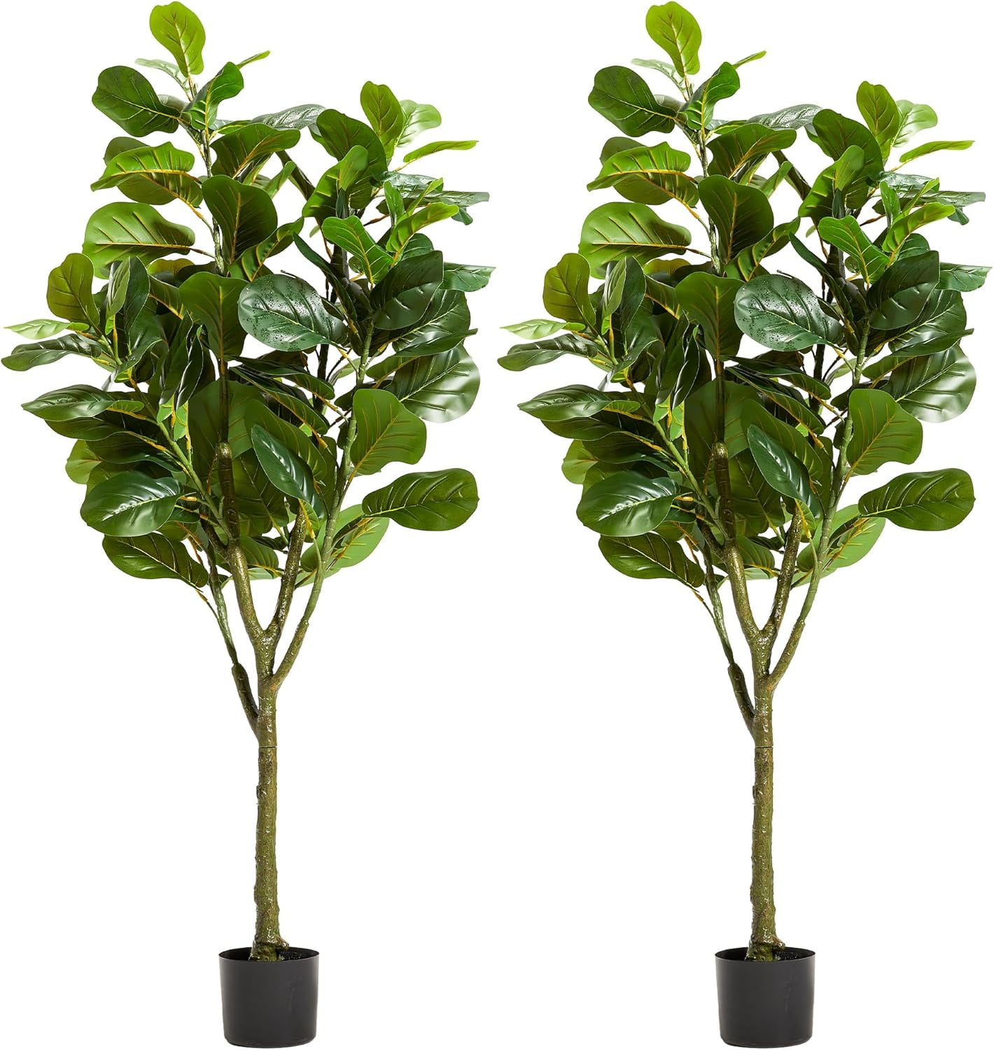 59’’ 2-Pack Artificial Fiddle Leaf Fig Trees, 5 Feet Fake Ficus Lyrata ...