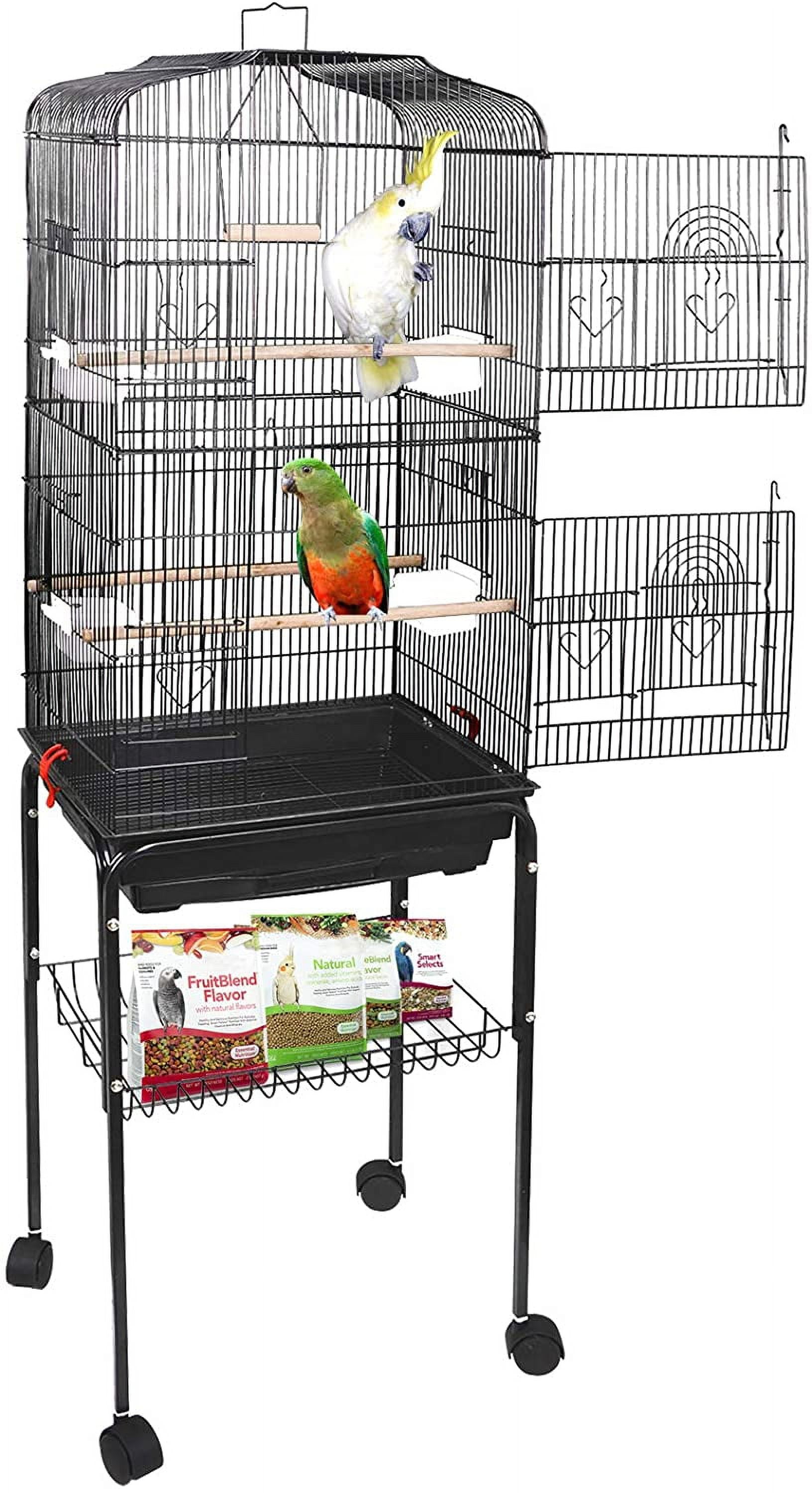 59.3 Rolling Bird Cage Large Wrought Iron Cage for Cockatiel Sun Conure ...