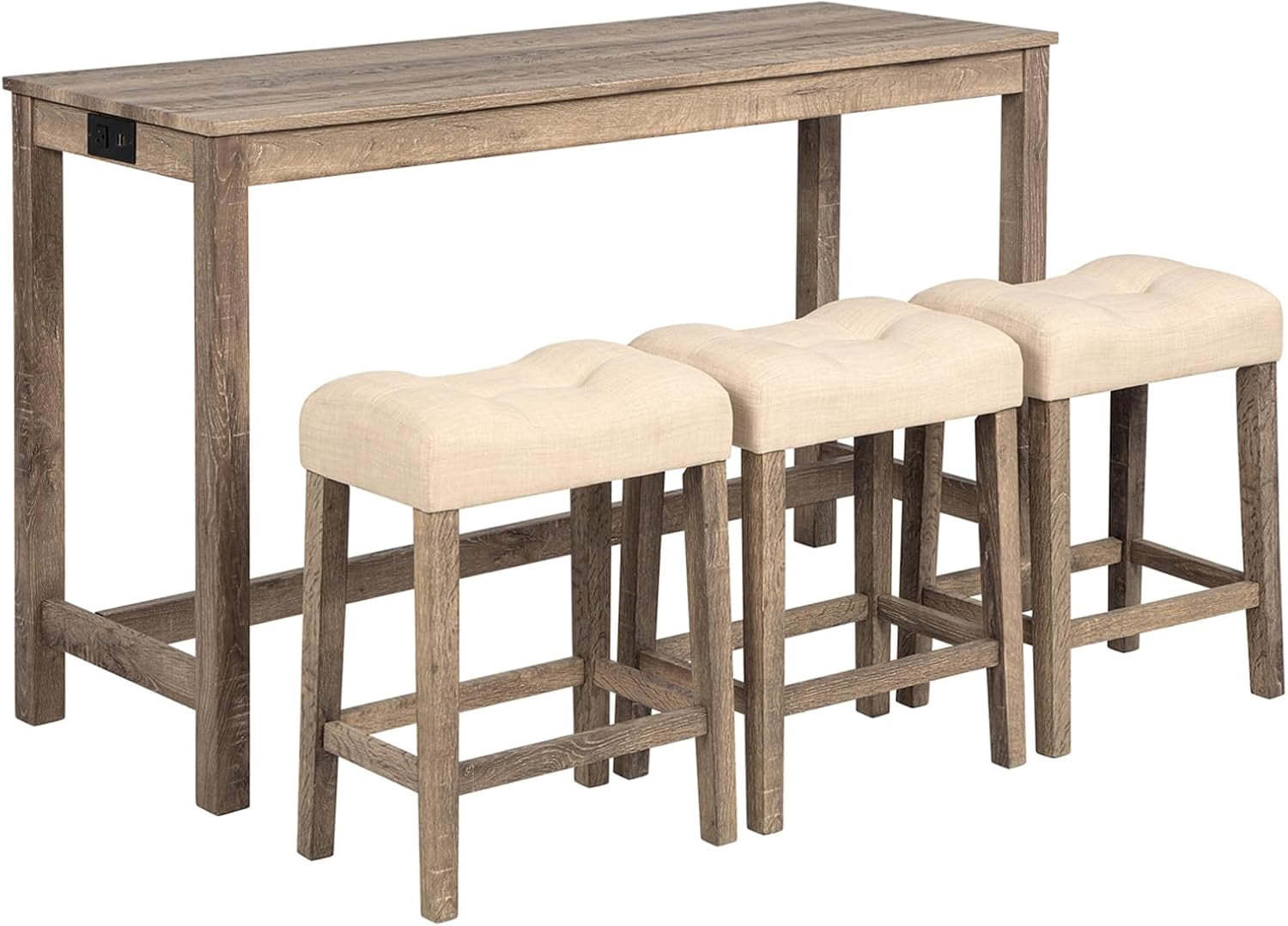 59'' 4 Piece Bar Set with Power Outlet Breakfast Behind Couch with 3 ...
