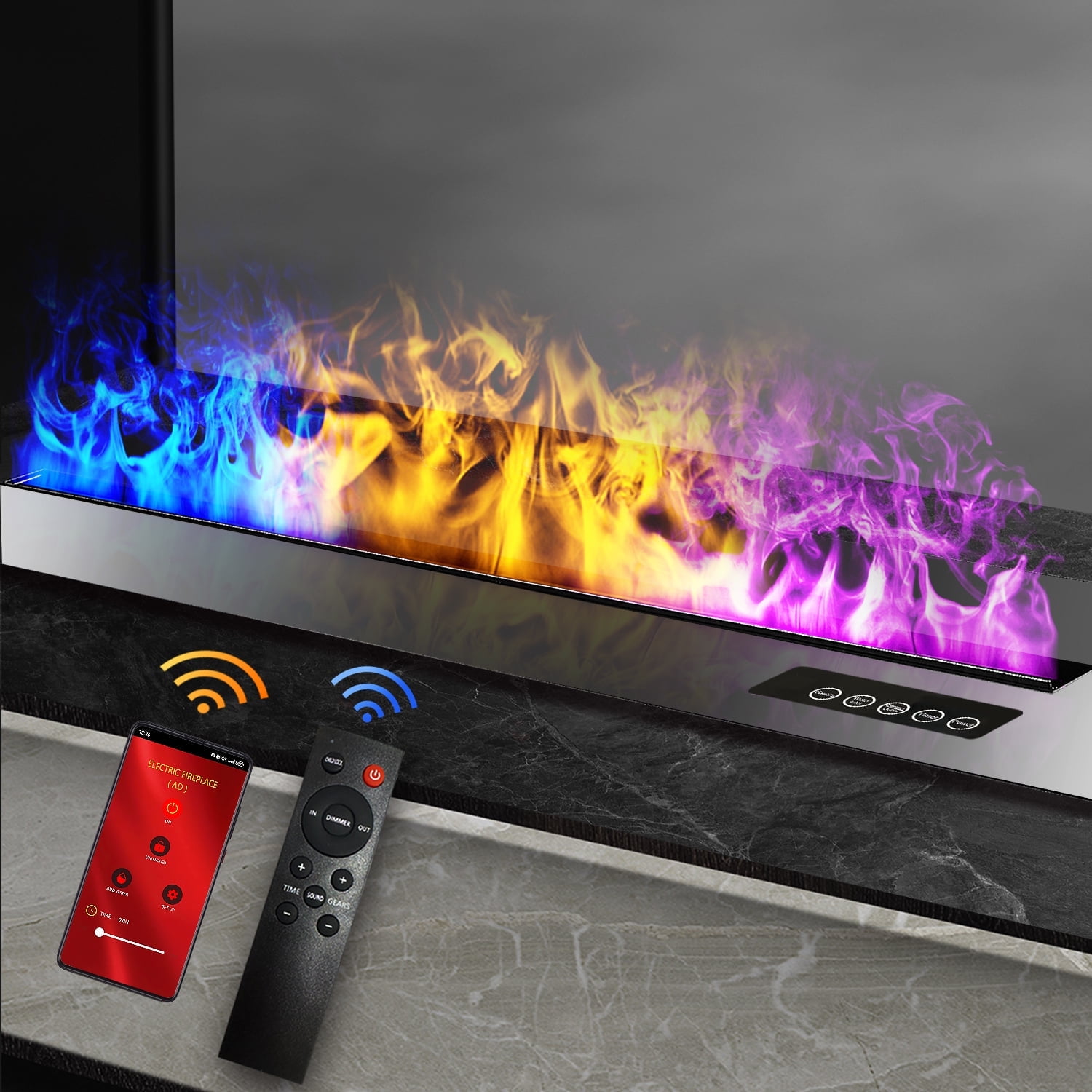 59" 3D Water Vapor Fireplace: Embedded Realistic Steam Flames, Water ...
