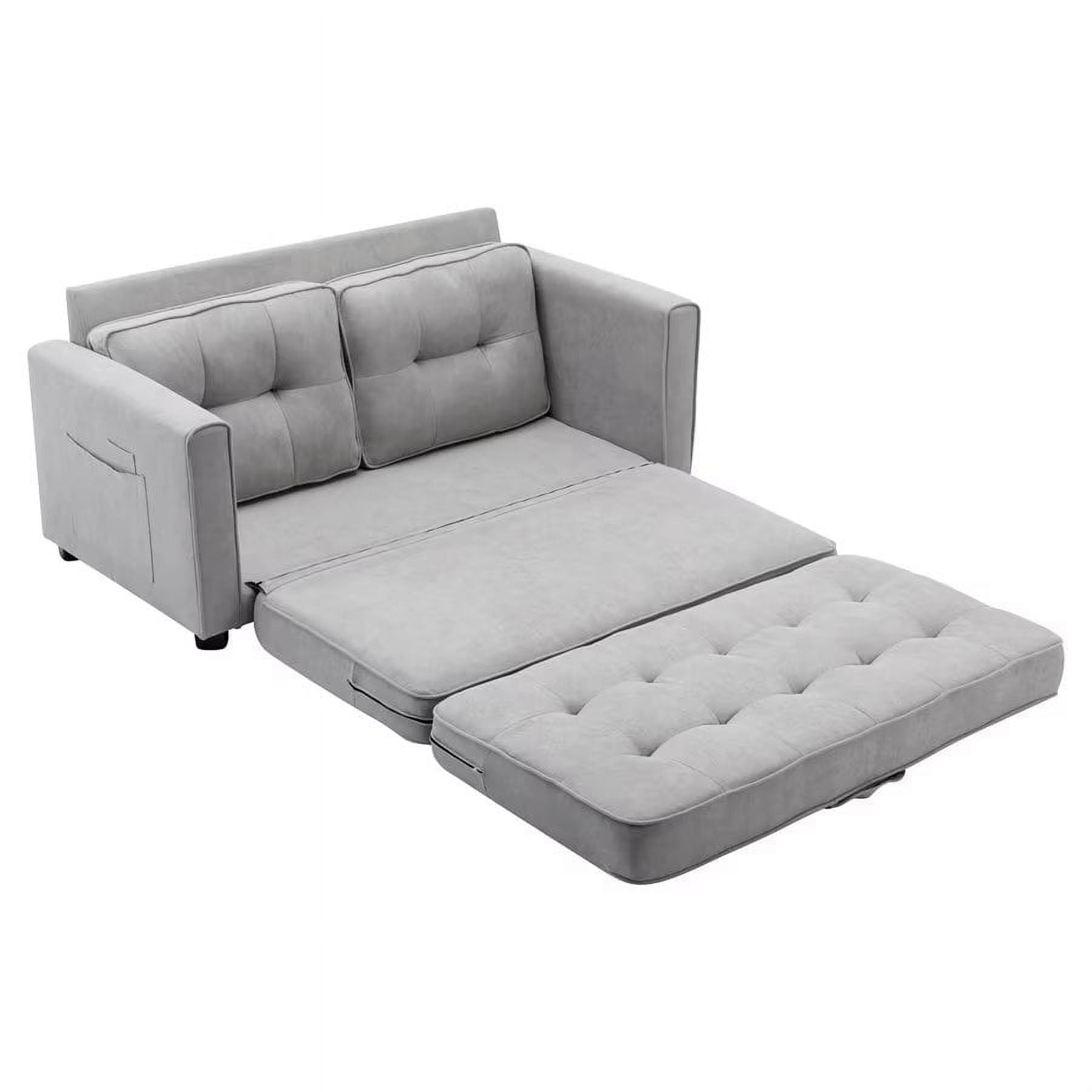59.4" W Futon Sofa Bed with Removable Backrest and Detachable Backrest ...