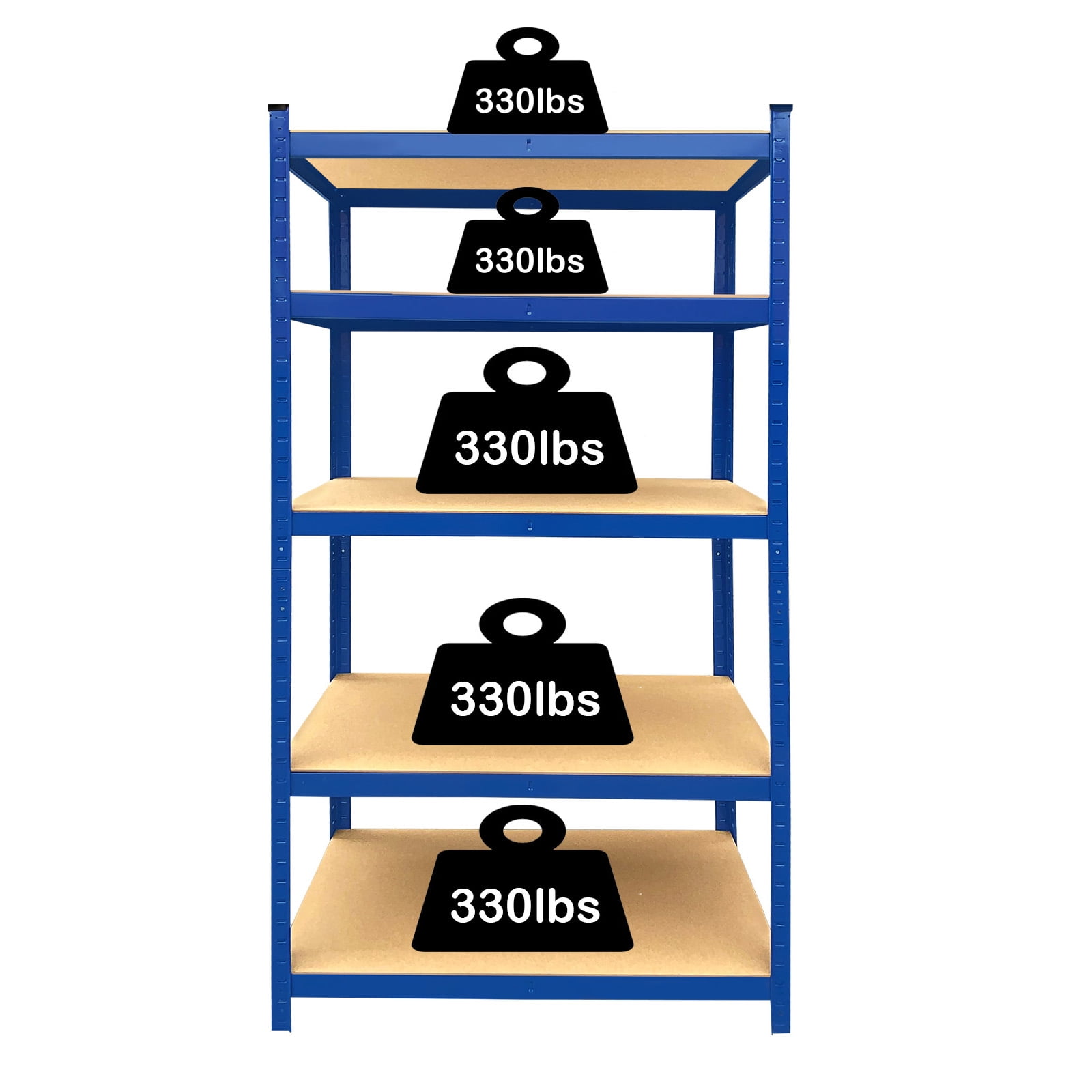 59" 5-Tier Storage Shelving Unit Metal Steel Frame Anti-Slip Feet MDF ...