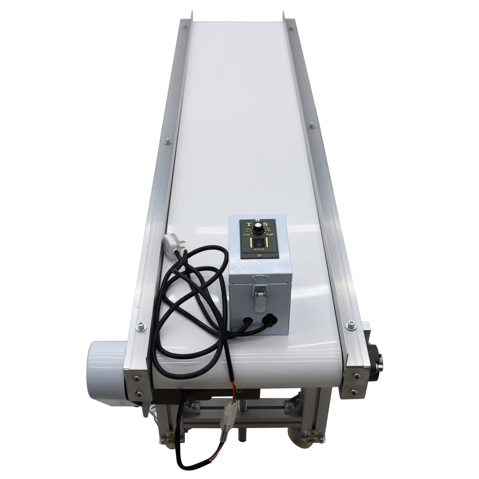 59" × 7.9" Electric Belt Conveyor with PVC Belt Adjustable Speed ...