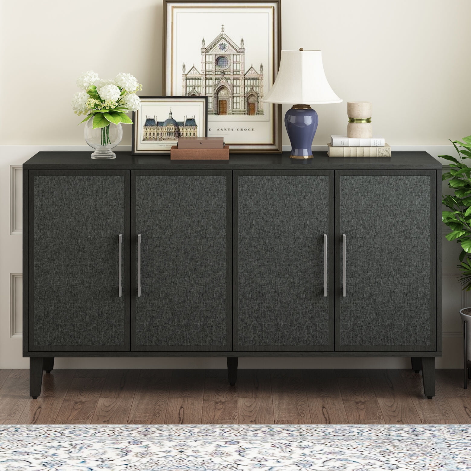 59.8" Buffet Sideboard Cabinet, Luxury Style Storage Cabinet with 4 ...