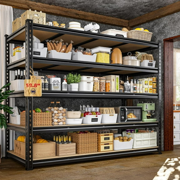 59.8"W Garage Shelving 72"H Storage Shelves 2750LBS Metal Shelving ...