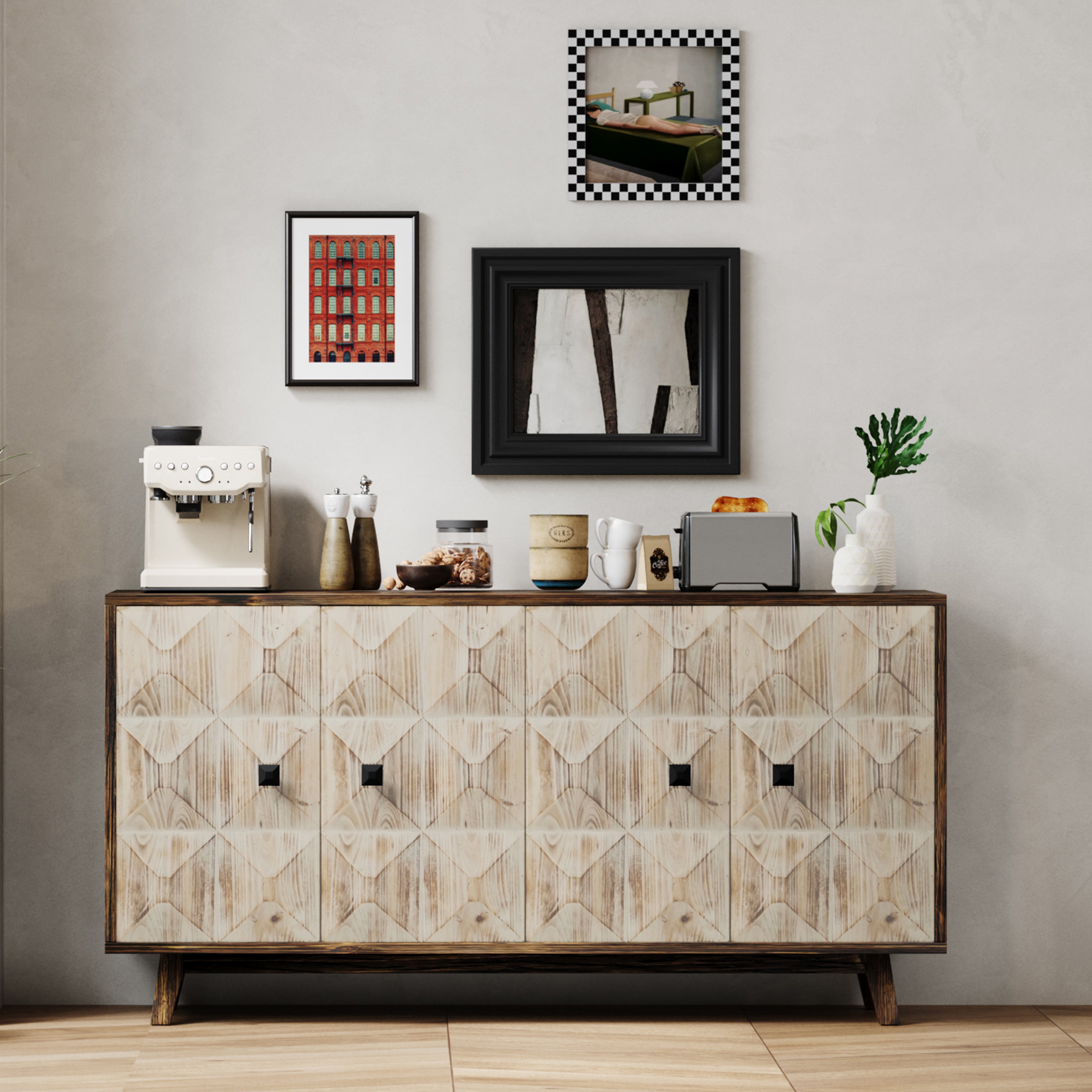 59.84" 4 Doors Vintage Sideboard ,Freestanding Sideboard Storage ...
