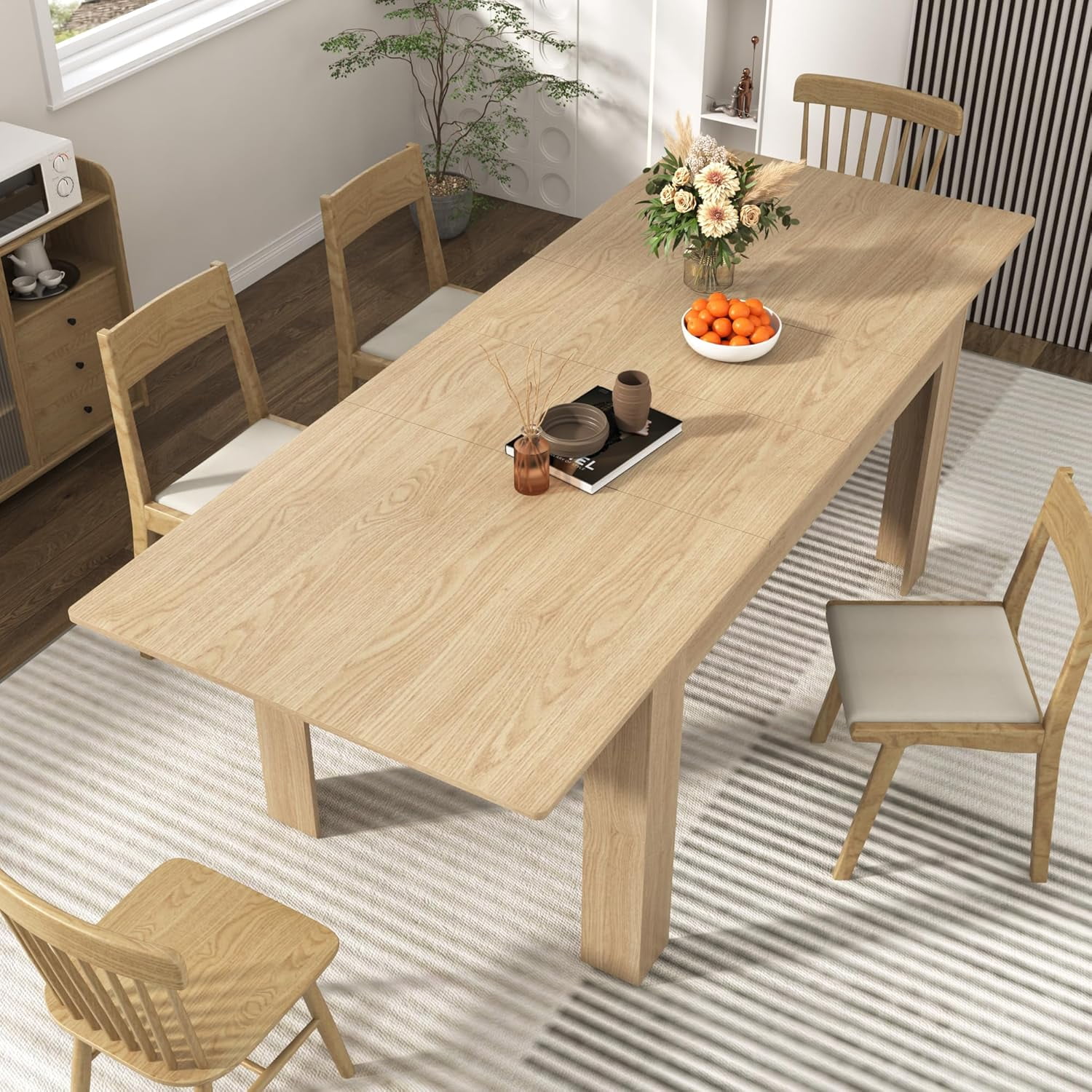 59"-86" Extendable Dining Table for 6-10 Person, Wooden Dining Room ...