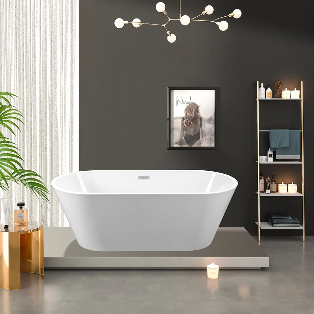 59" Bathtub Contemporary Soaking Tub Air Bubble Acrylic Bathtub ...