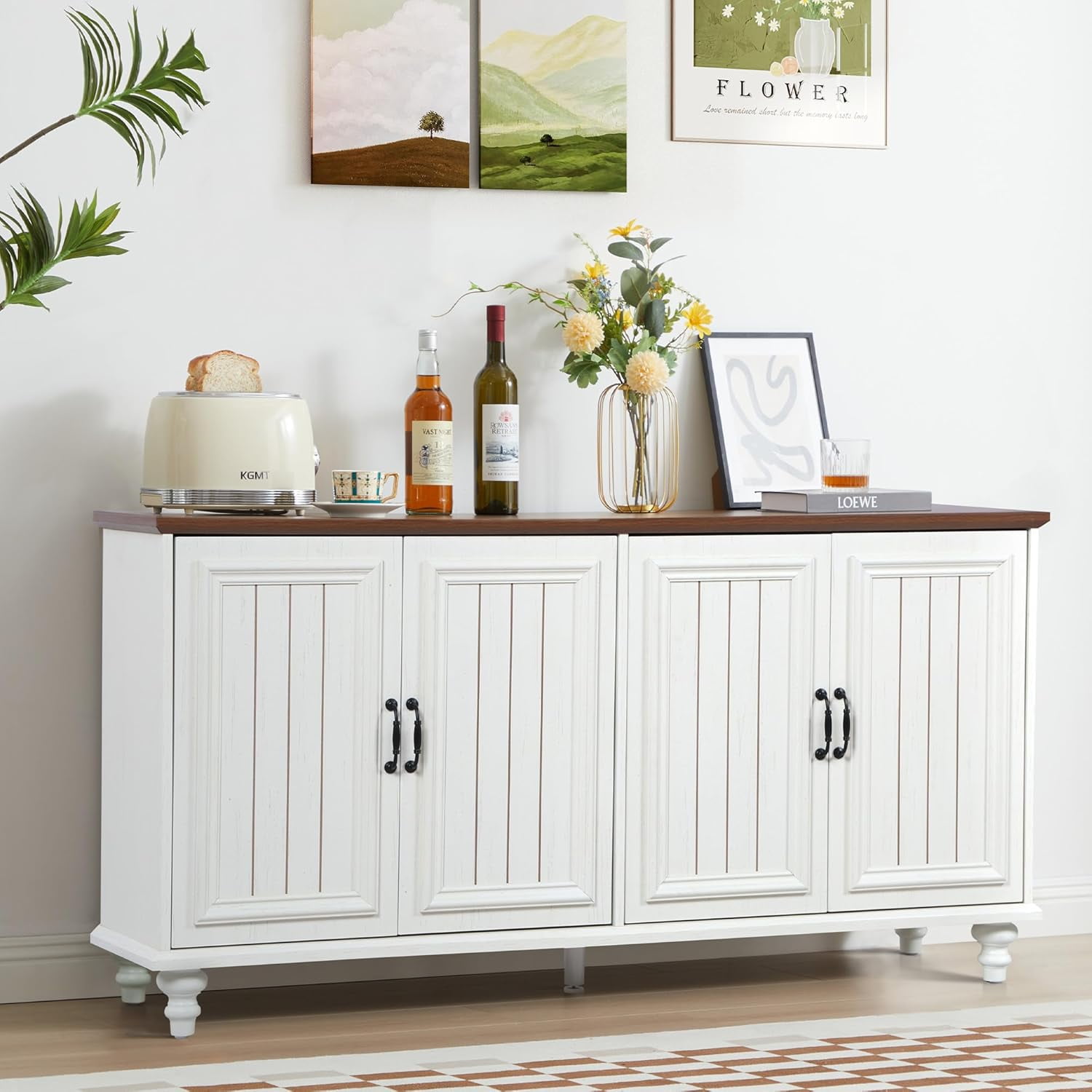 59'' Buffet Cabinet with Storage, Wood Sideboard Buffets, Modern ...