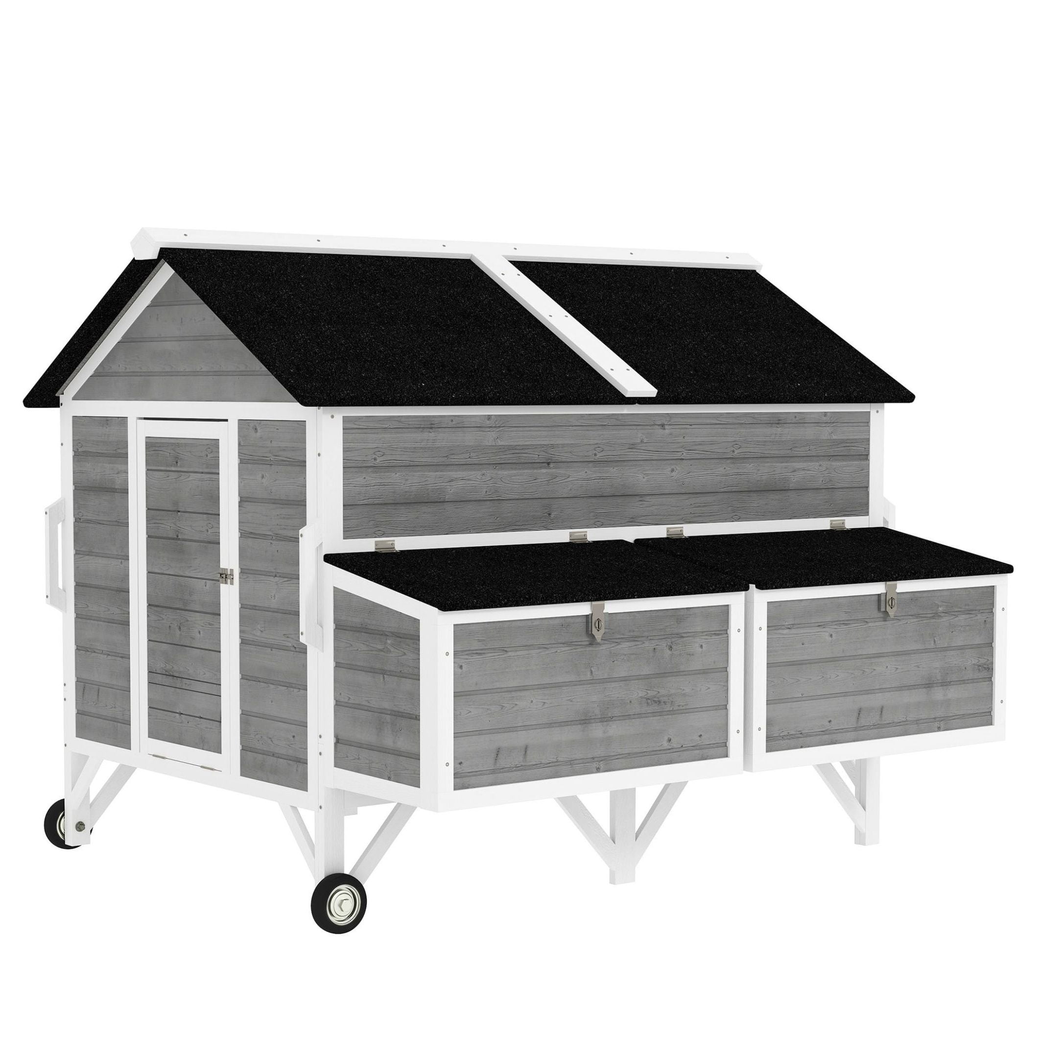 59" Chicken Coop with Wheels, Portable Hen House for 4-6 Chickens, 2 ...