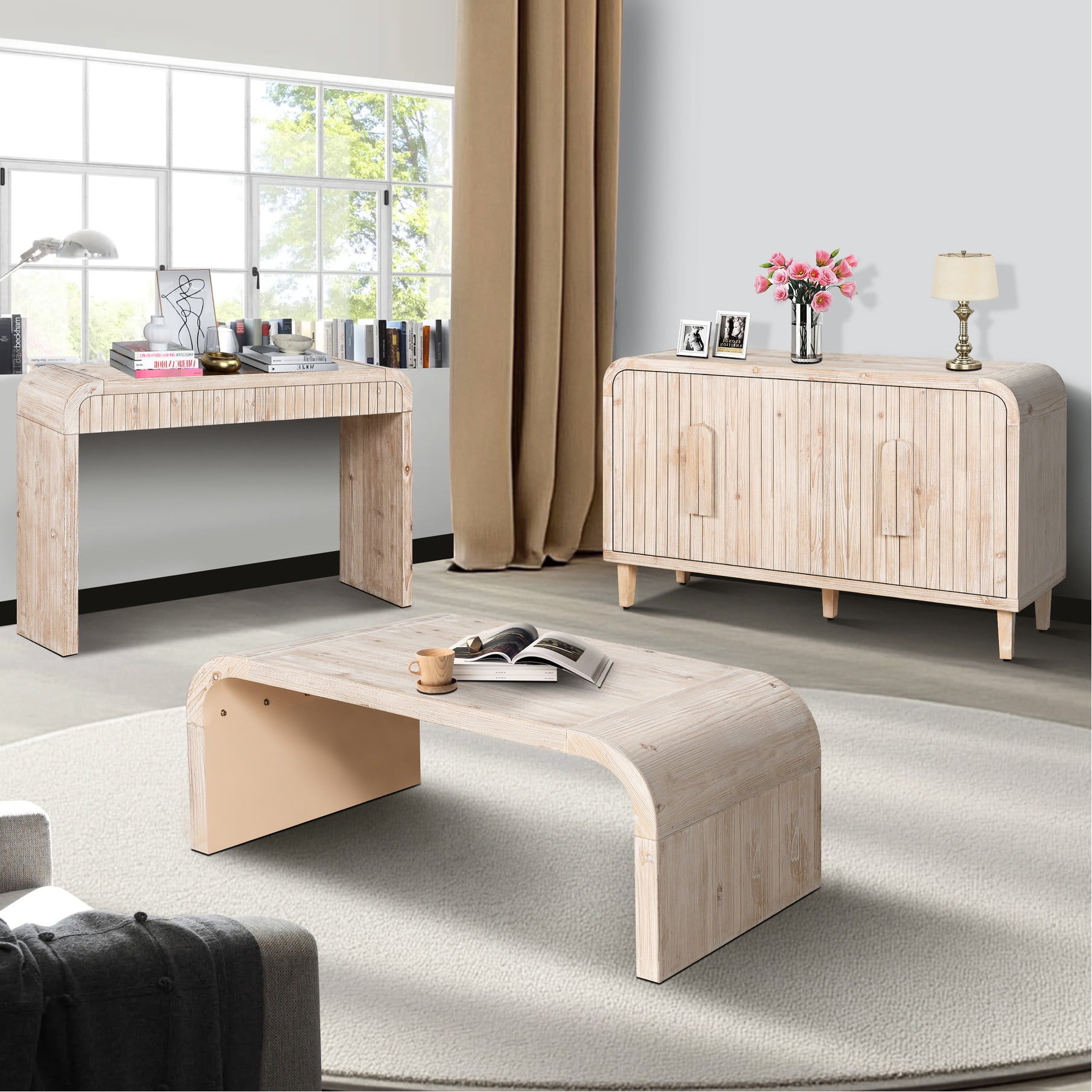 59'' Corner Console Table with Drawers | American Design for Primary ...