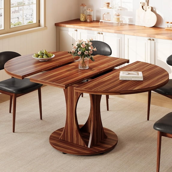 59" Extendable Round Dining Table for 6-8, Kitchen Table with with ...