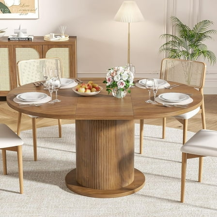 Walker Edison Modern 40" Round Dining Table with Metal Cage Base, Dark ...