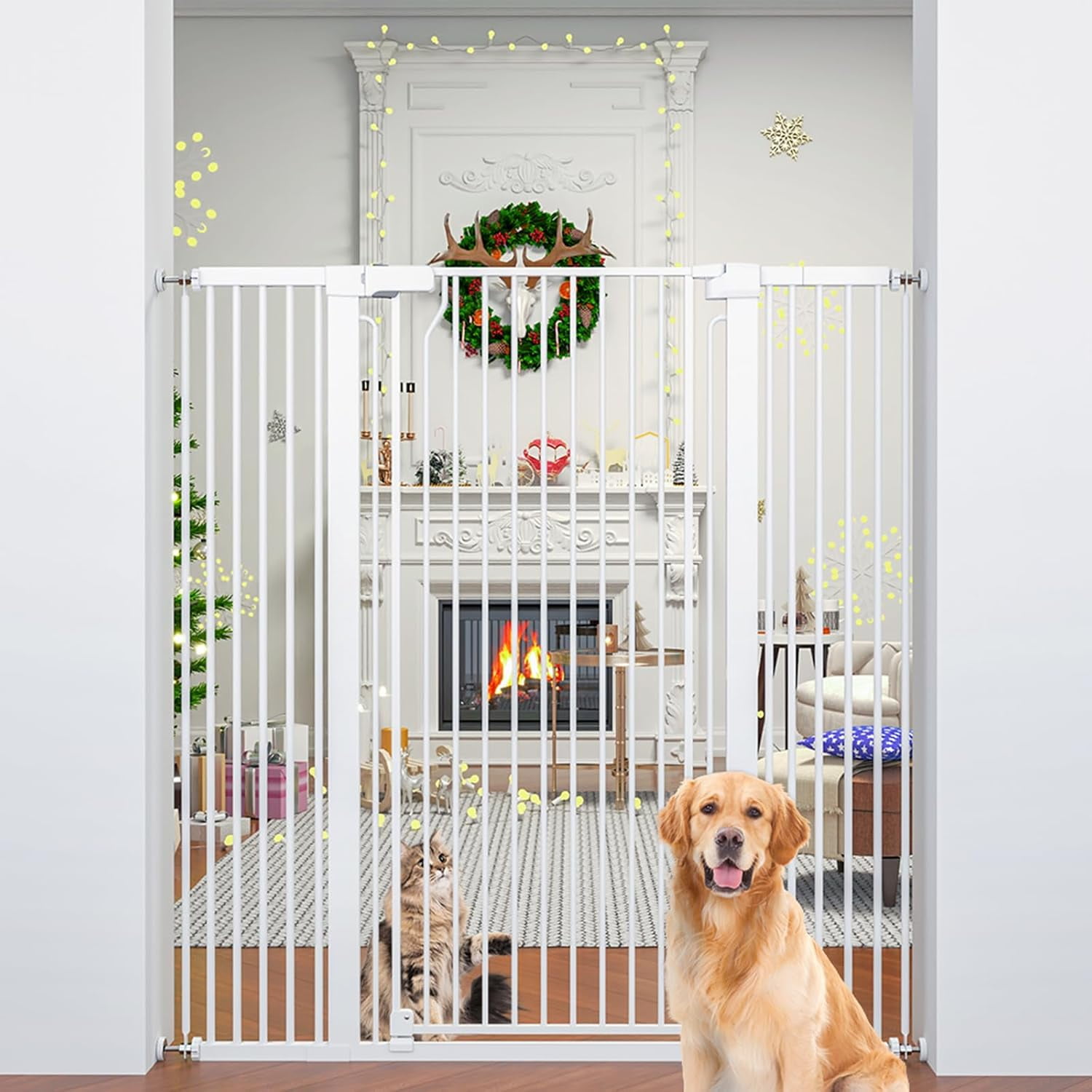 59" Extra Tall Pet Safety Gate - Heavy-Duty Steel Indoor Barrier for ...