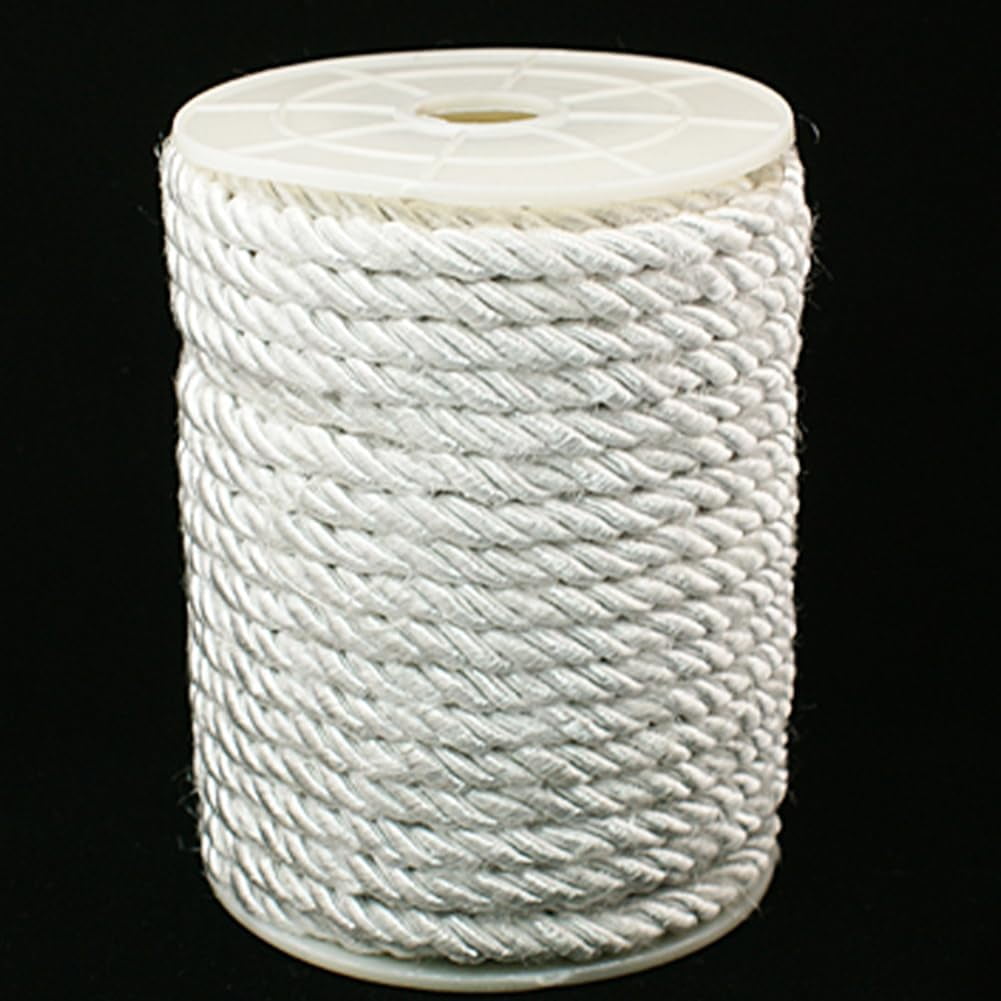 59 Feet 5mm White Twine Silk Braided Rope Cord Decorative 3 Ply Nylon ...