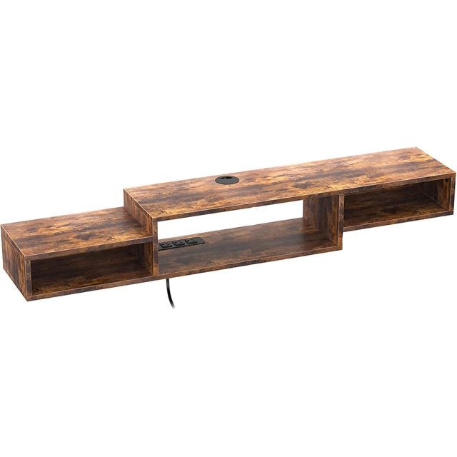 59" Floating TV Stand with Power Outlet Wall Mounted Media Console ...