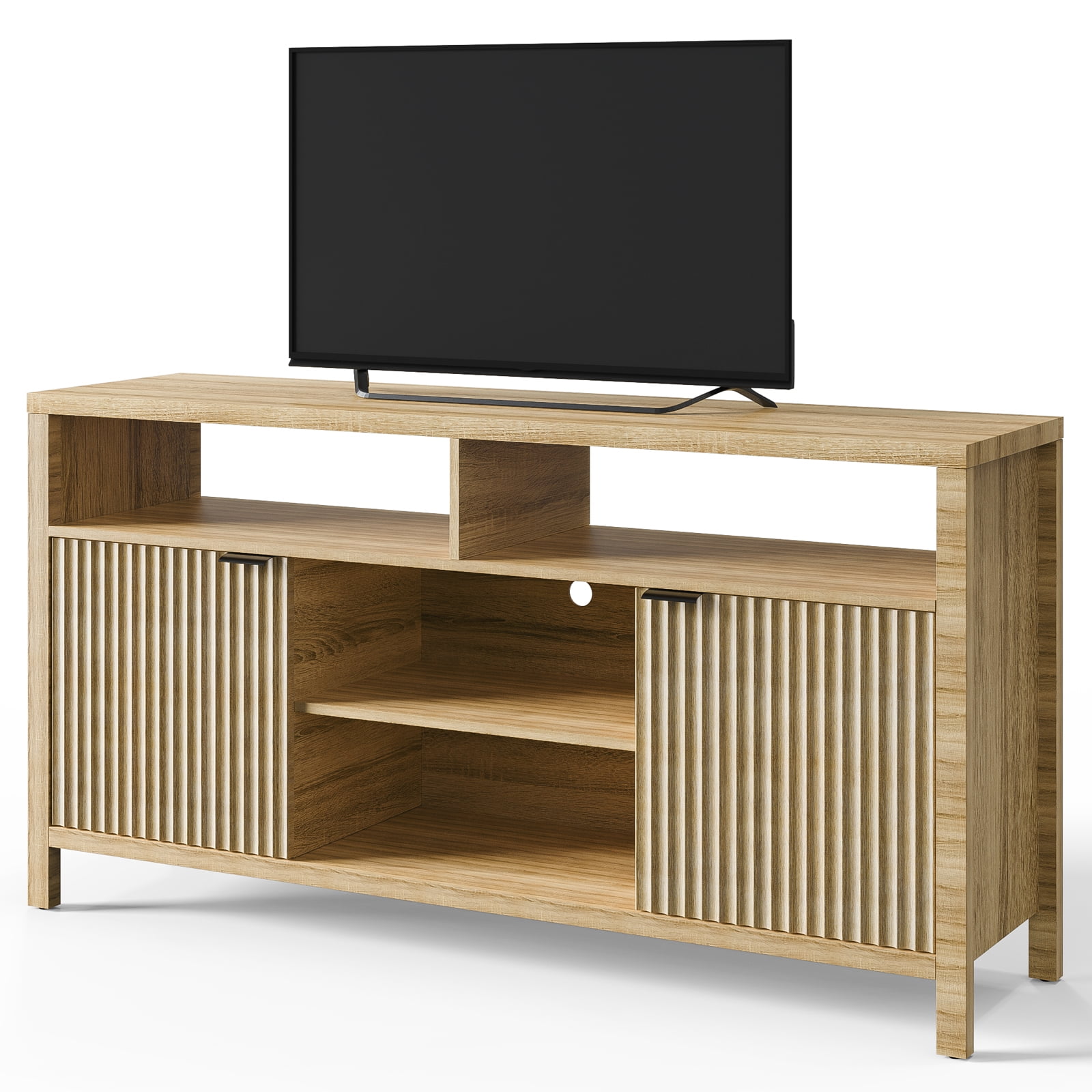 59" Fluted TV Stand, Mid-Century Modern Entertainment Center with ...