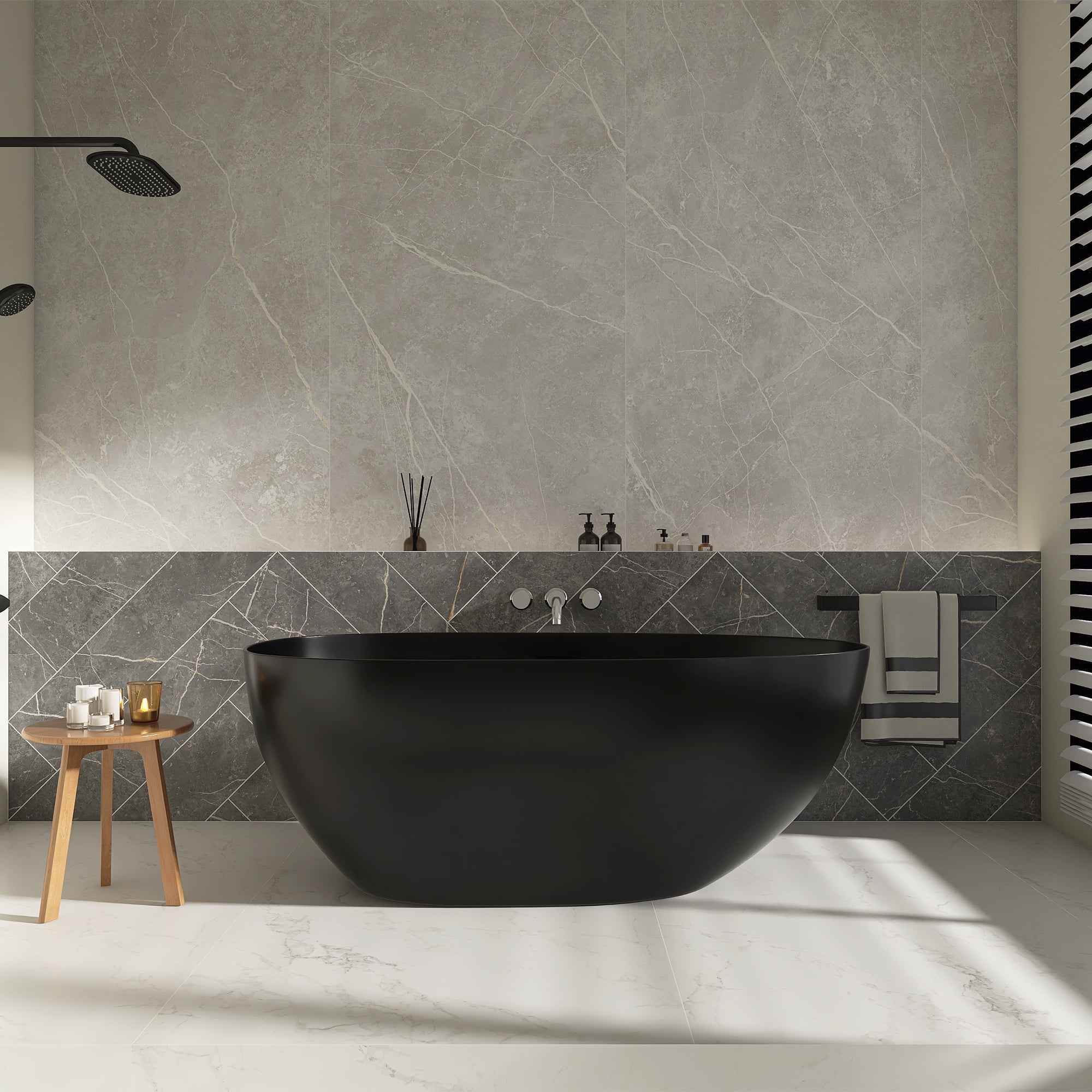 59" Freestanding Solid Surface Resin Stone Bathtub, Modern Design Stand ...