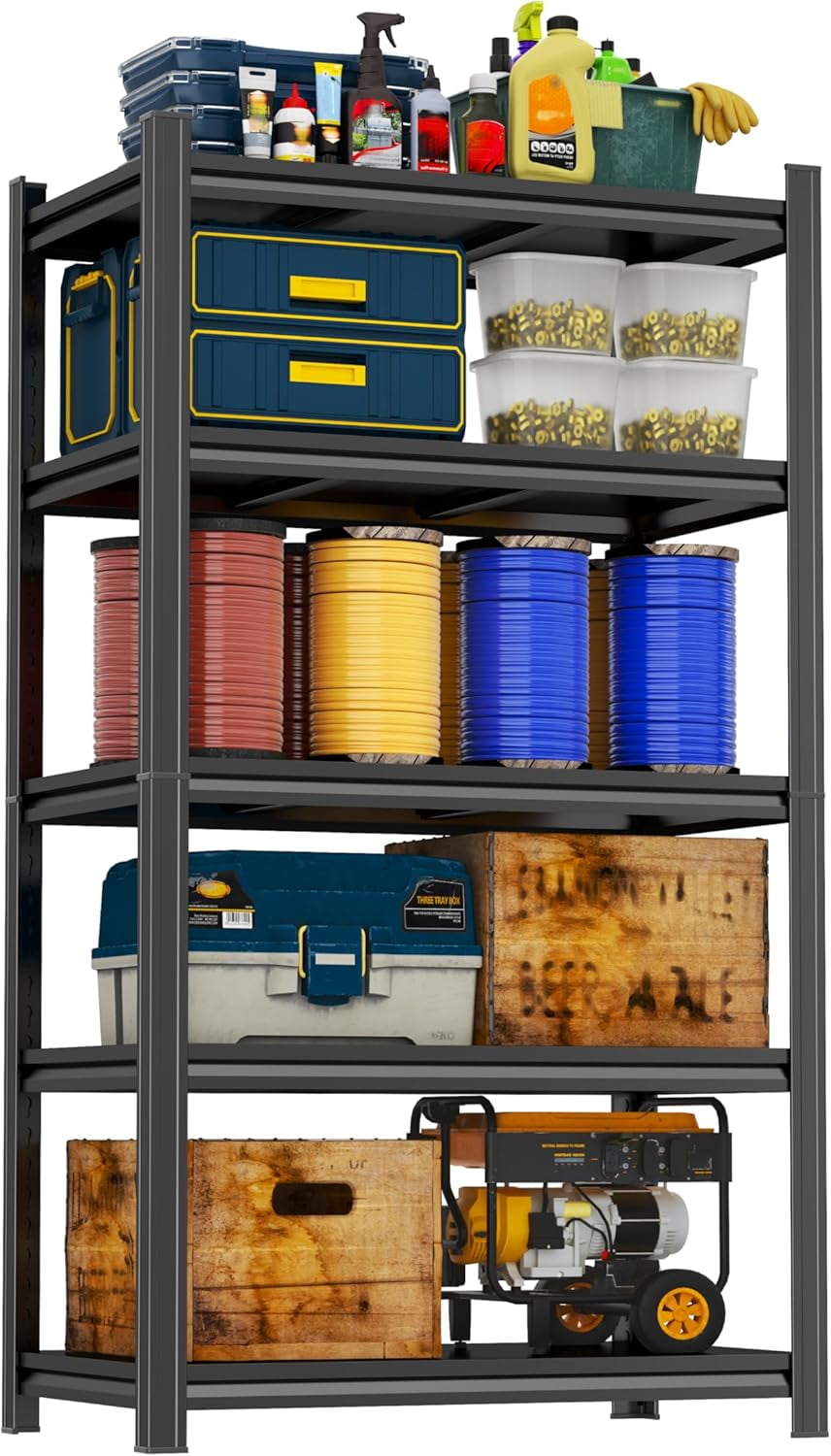 59" H Adjustable Garage Shelving Heavy Duty, 2500LBS Metal Storage ...