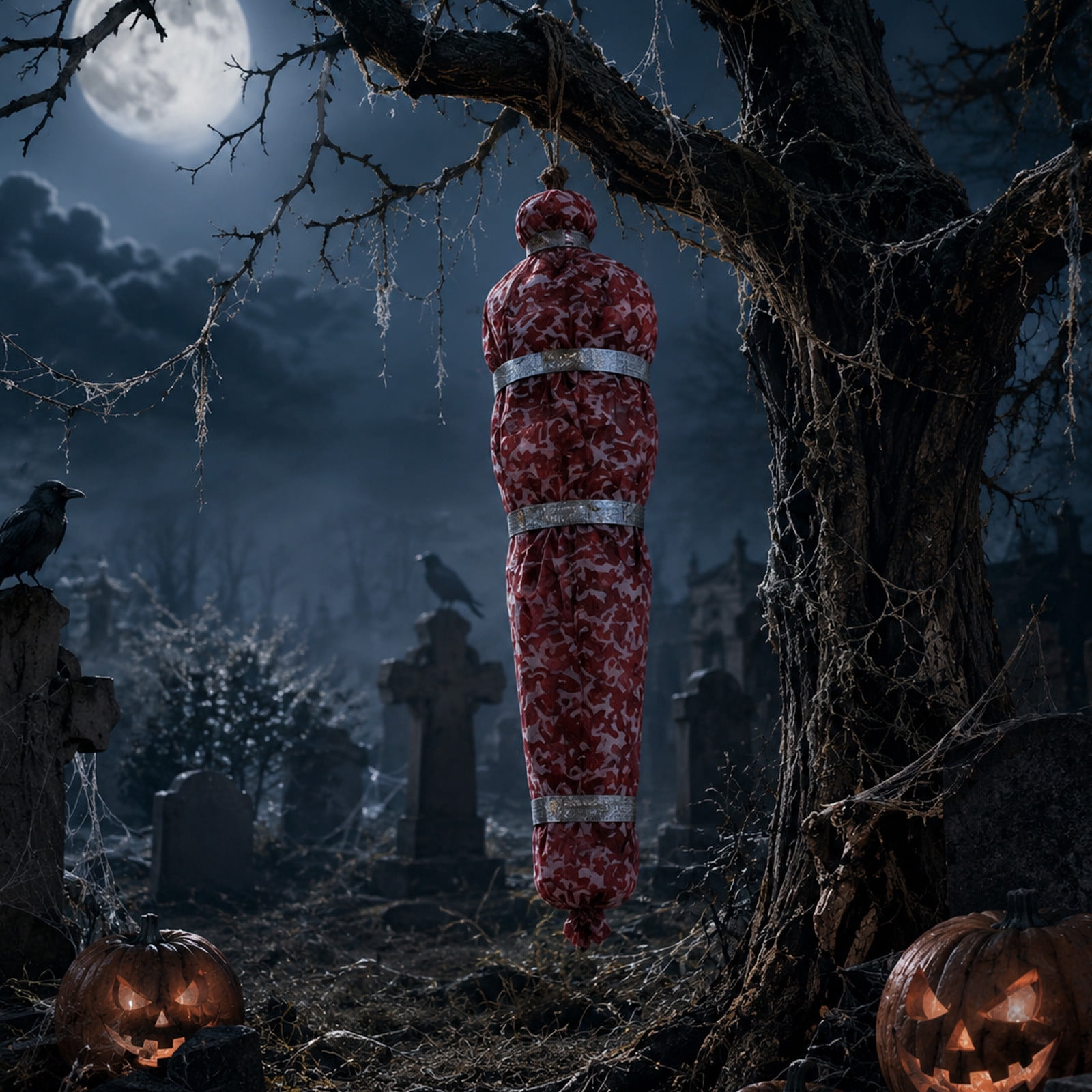59" Halloween Eerie Corpses — Wrapped Shapes with Creepy Shadows ...