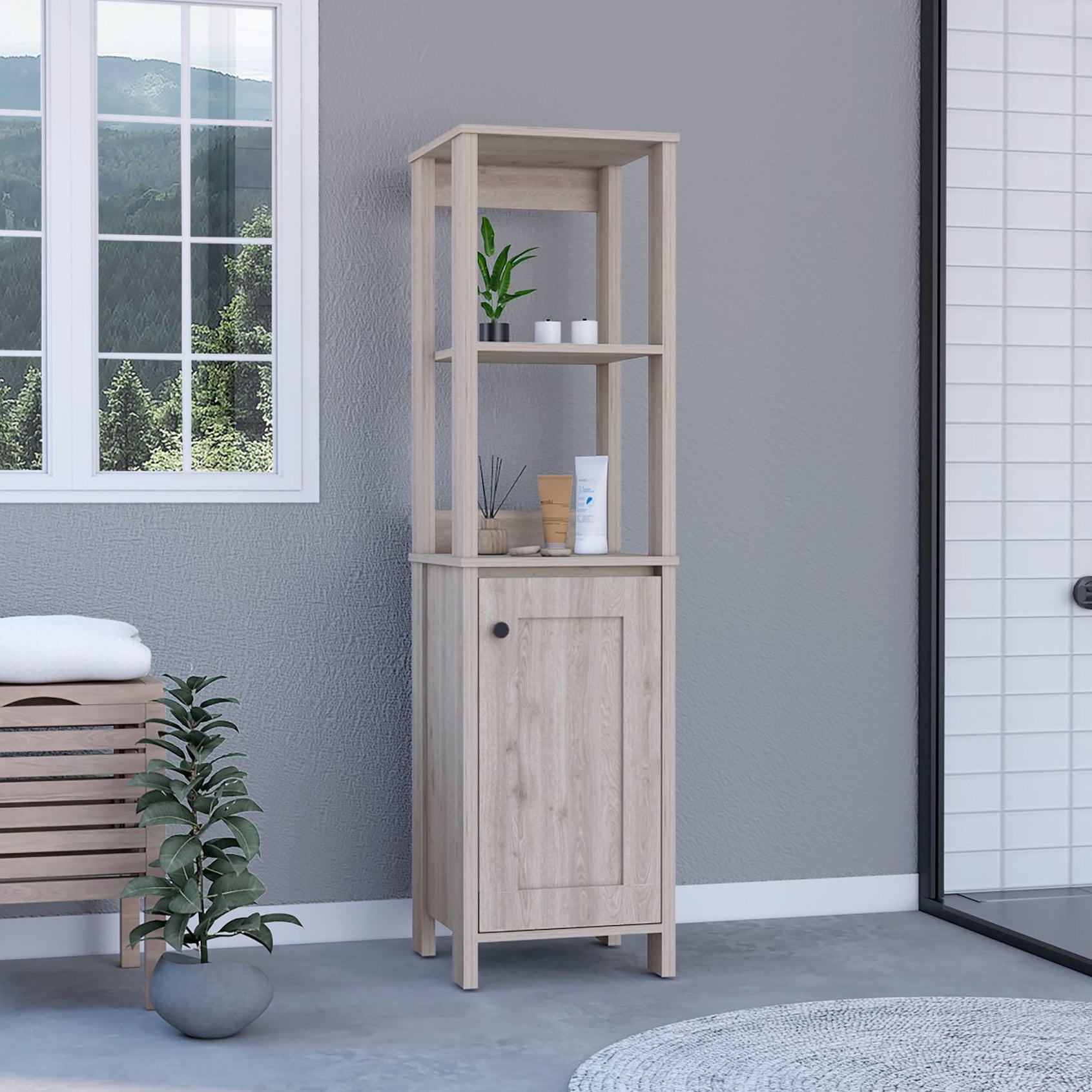 59" High Linen Cabinet with Four Legs / Great for Studio Apartment ...
