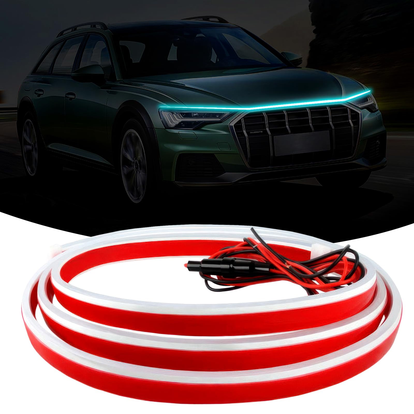 59 Inch Car LED Hood Light Strip,Exterior Flexible Daytime Light Strip ...