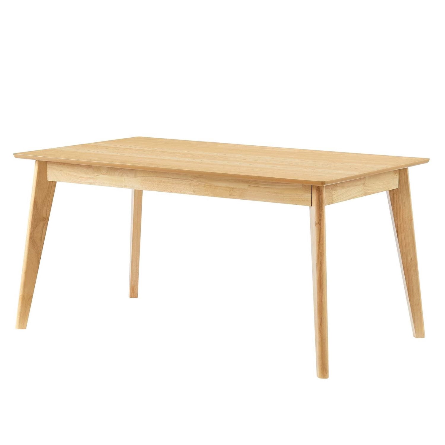 59 Inch Dining Table, Brown Oak, Wood, Mid Century Kitchen Cafe Bistro ...