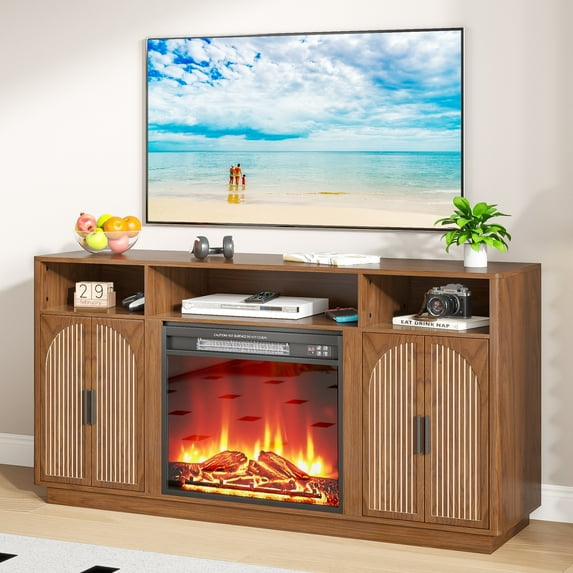 59 Inch Fireplace TV Stand, Modern Entertainment Center for TVs up to ...