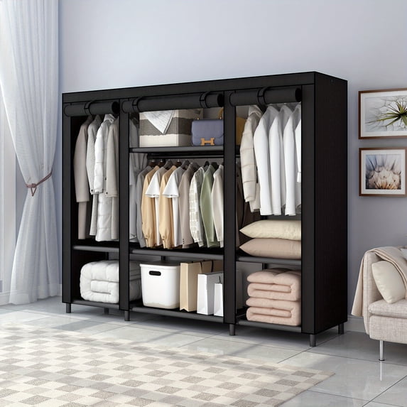 59 Inch Large Capacity Portable Wardrobe, Multifunctional Hanging ...