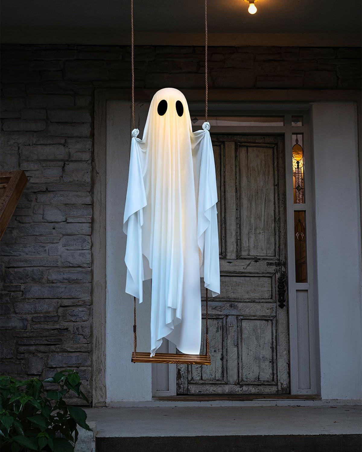 59-Inch Large Hanging Ghost Swing- Features Creepy Animated Lights ...
