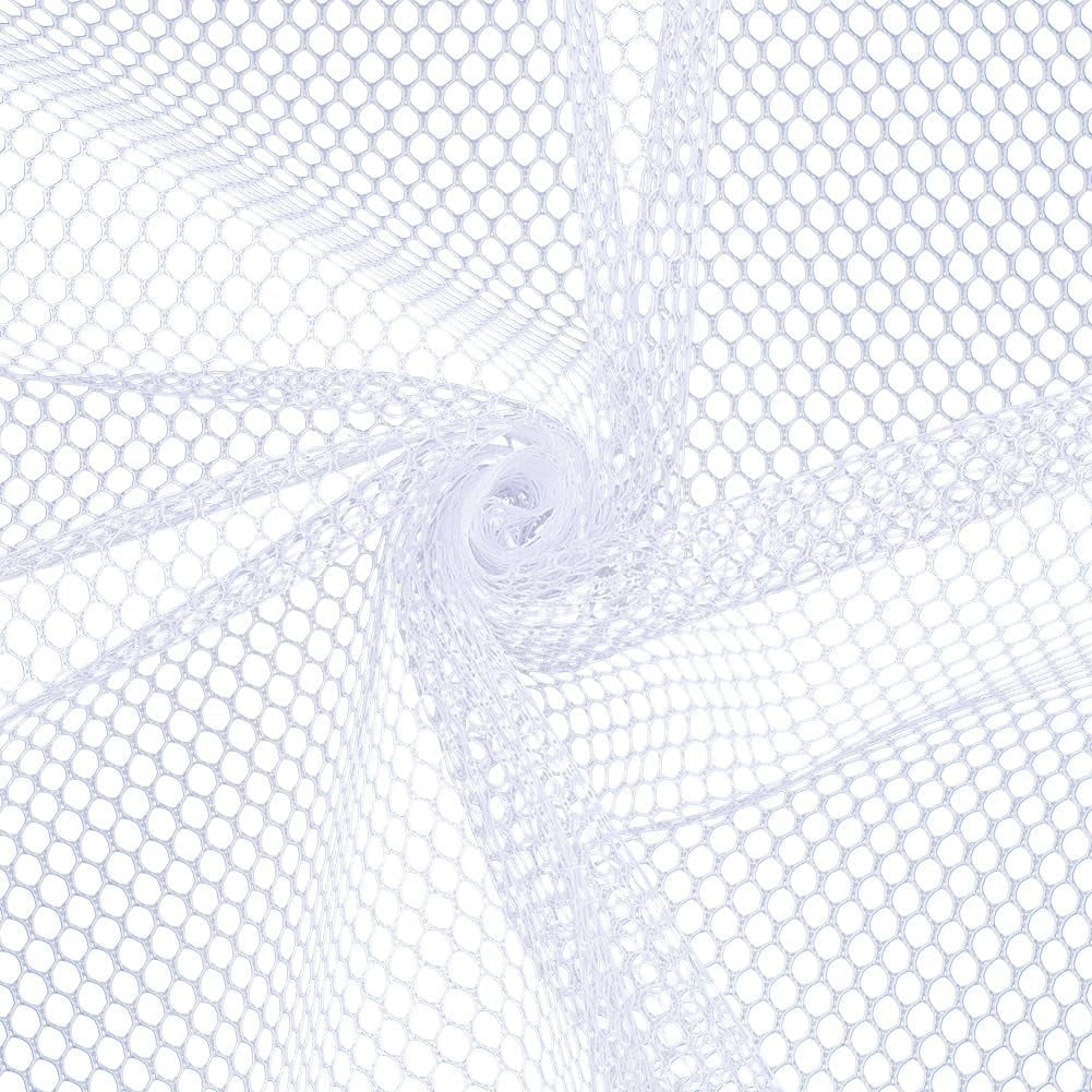 59 Inch Polyester Mesh Fishnet Fabric White Soft Netting Sheer Tulle ...