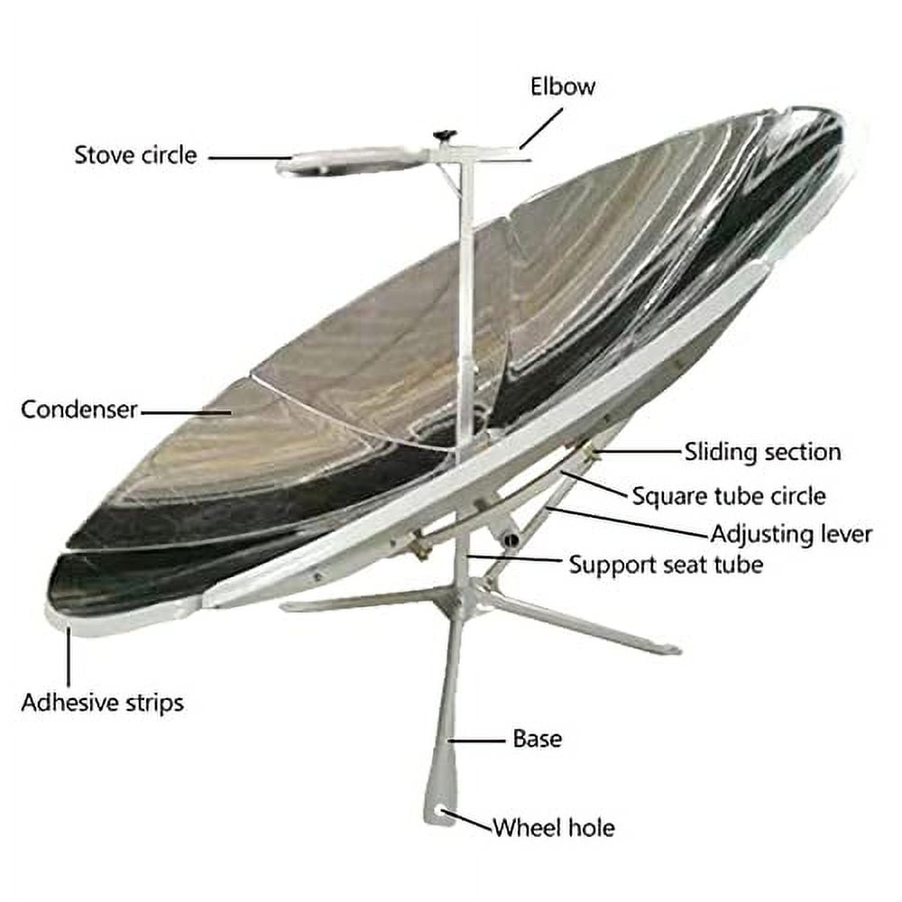 59 Inch Solar Cooker, 1800W Parabolic Solar Cooker High Efficiency Sun ...