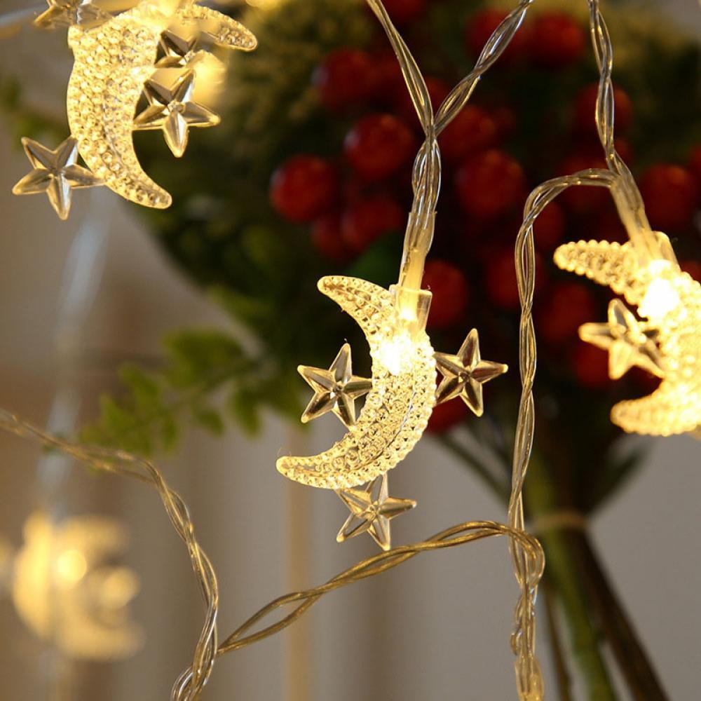 59 Inch Star and Moon String LED Lights Curtain String Light Battery ...