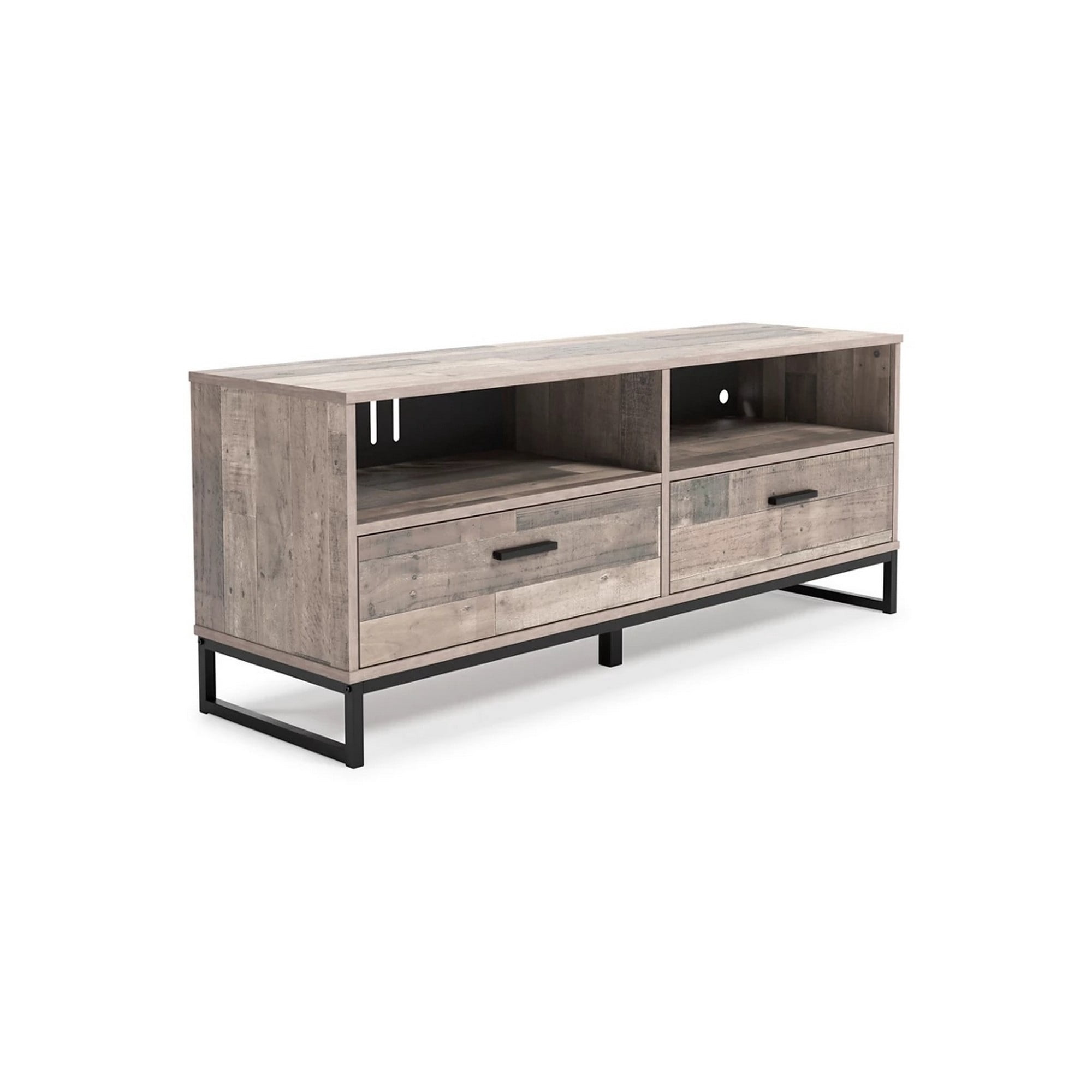59 Inch TV Media Entertainment Center 2 Drawers Butcher Block Pattern ...