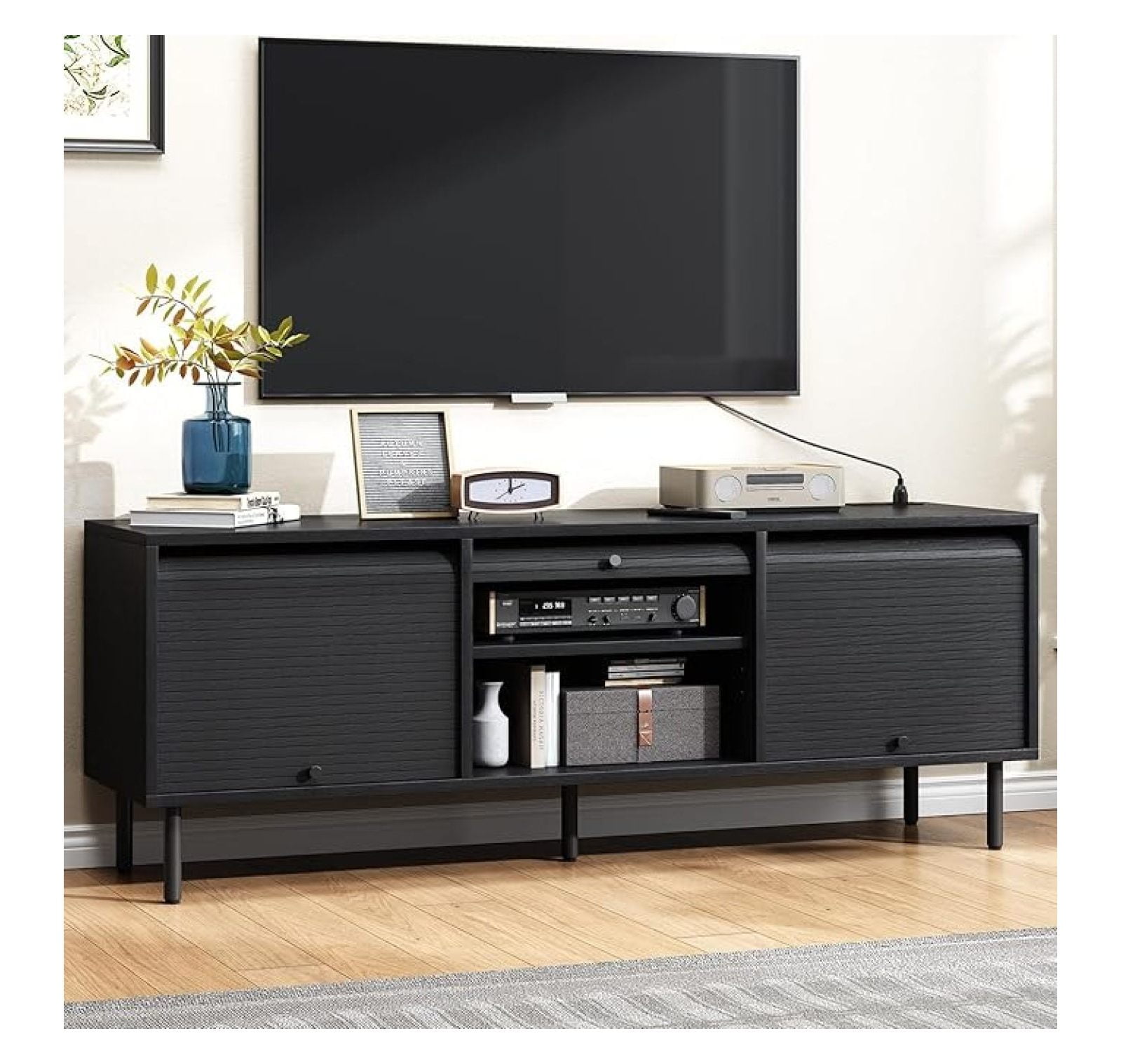 59 Inch TV Stand for TVs up to 65 Inch, Entertainment Center with Power ...